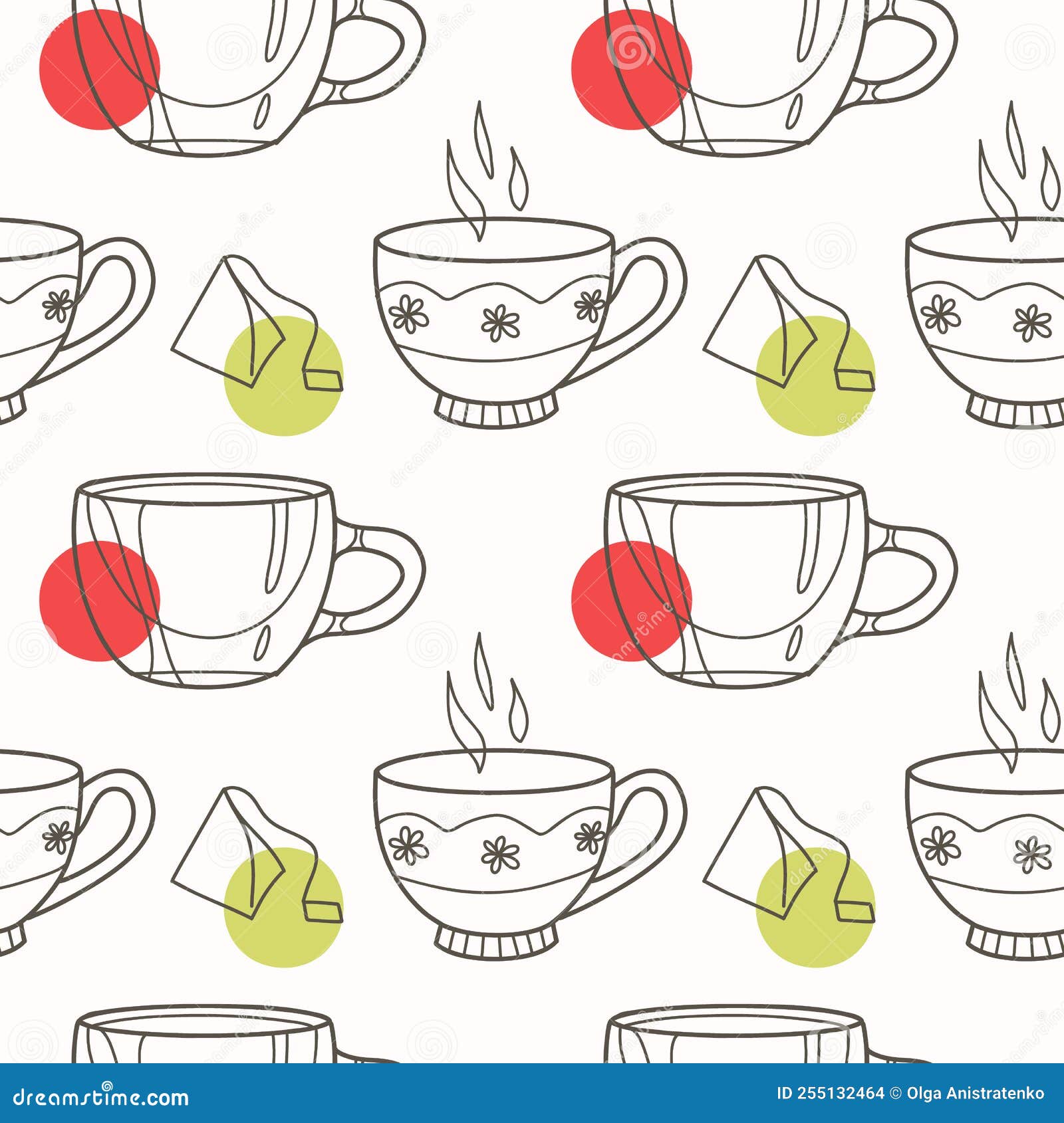 Vector Seamless Pattern on the Fun Cups for Tea and Coffee Stock Vector ...