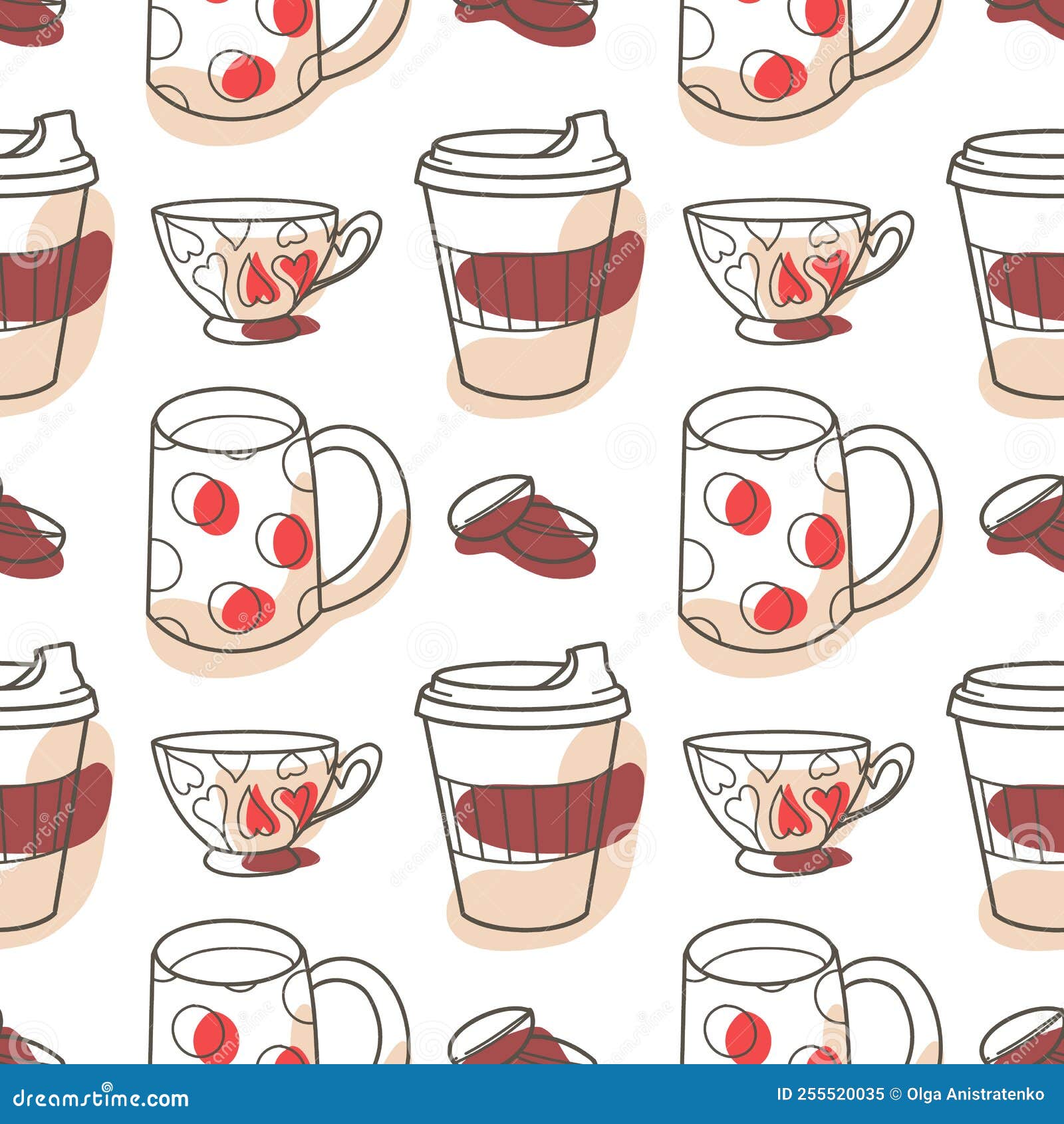 Vector Seamless Pattern on the Fun Cups for Tea and Coffee Stock Vector ...