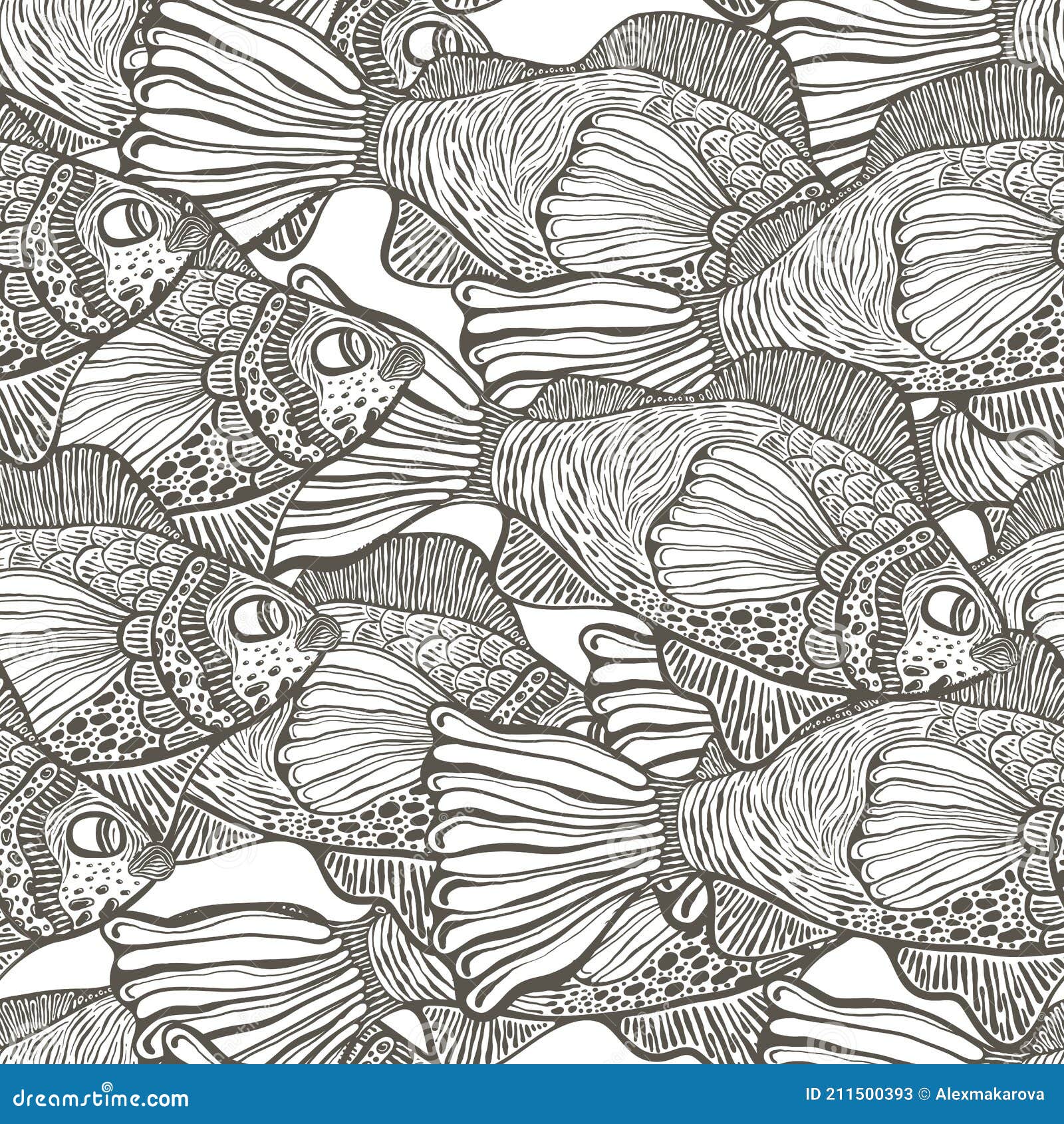 Vector Seamless Pattern with Funky Fish Stock Vector - Illustration of ...