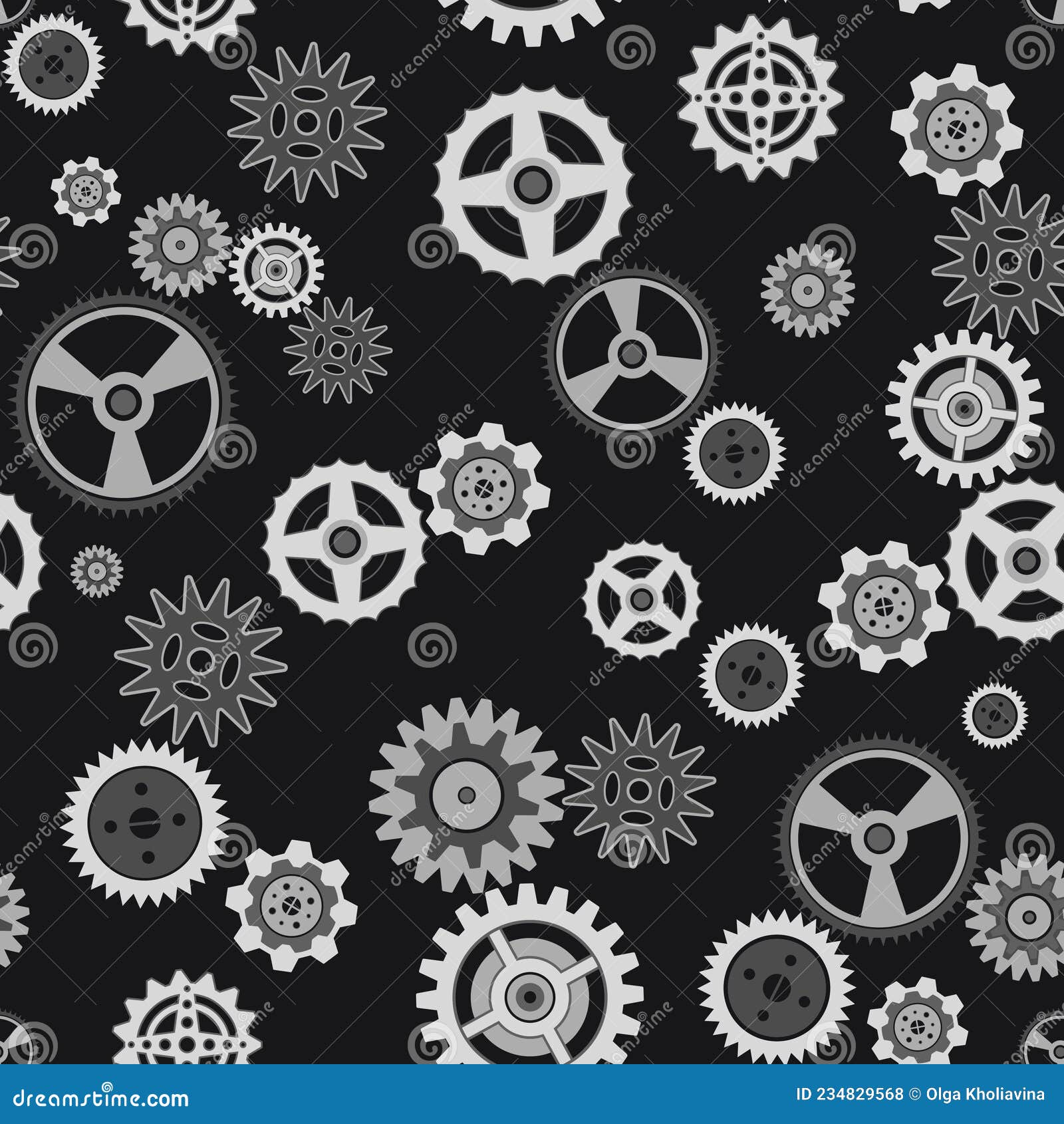 Vector Seamless Pattern of Gears Stock Vector - Illustration of power ...