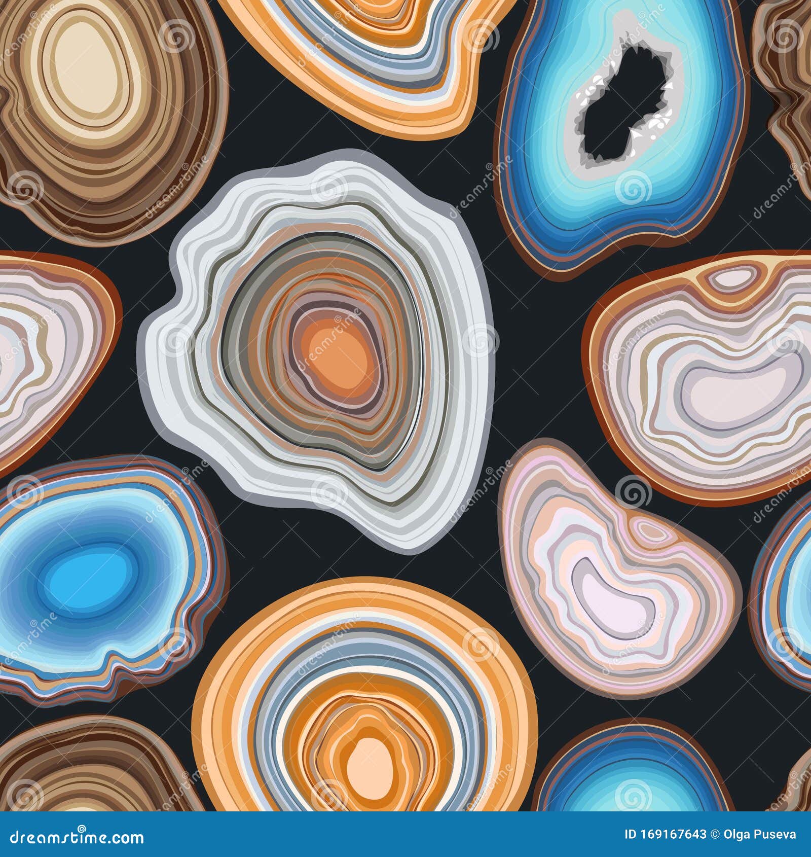 Vector Seamless Pattern with Geode and Agate Cuts Stock Vector ...