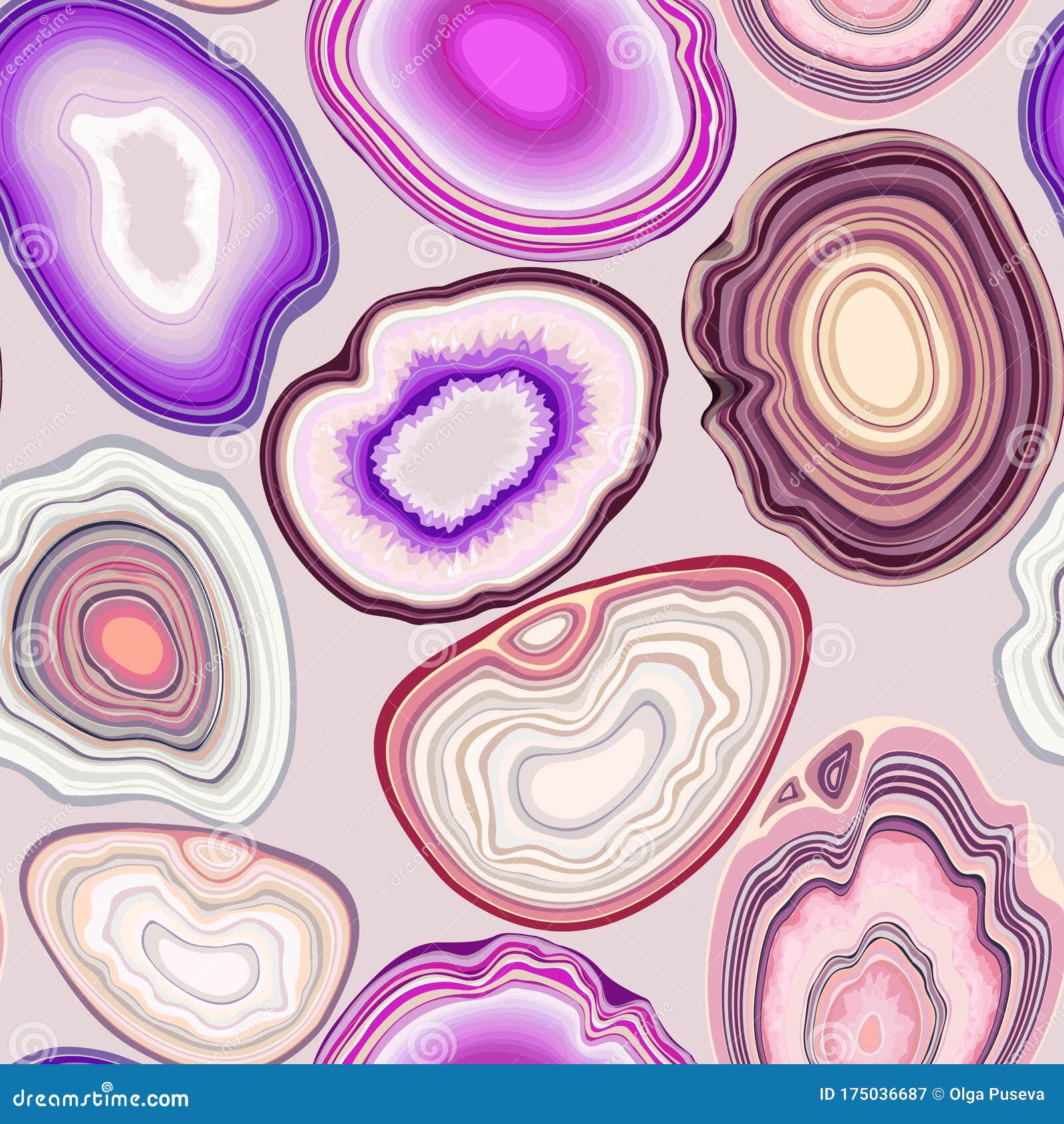Vector Seamless Pattern with Geode and Agate Cuts Stock Vector ...