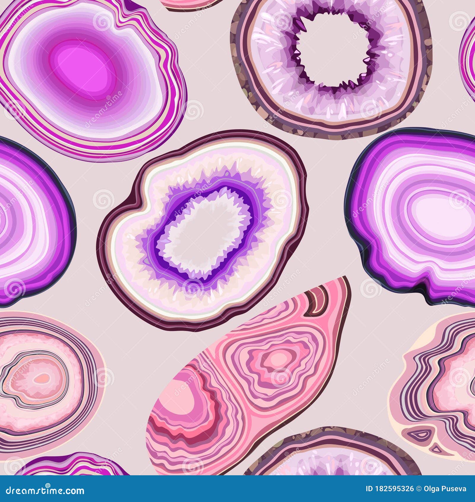 Vector Seamless Pattern with Geode and Agate Cuts Stock Vector ...