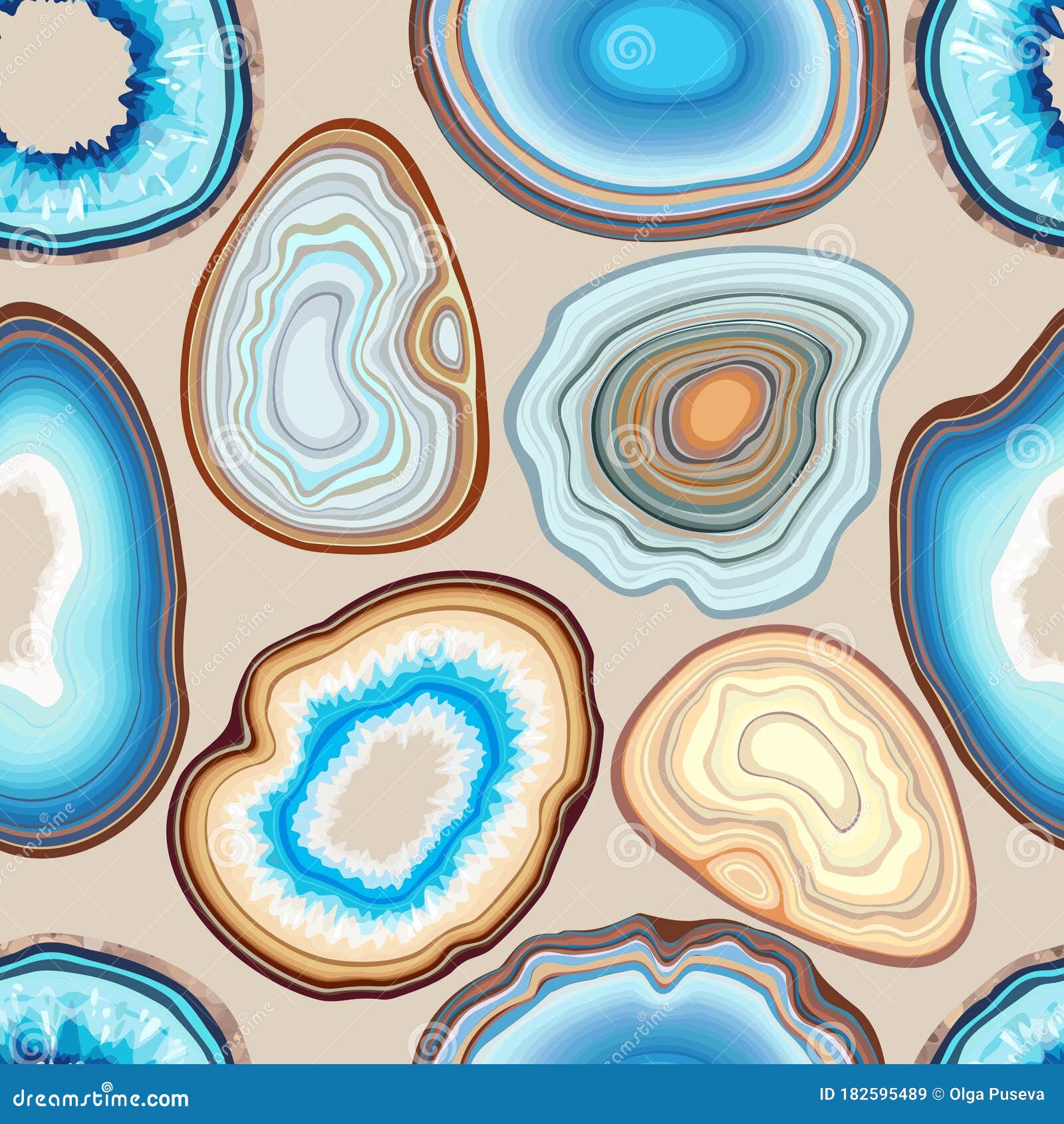 Vector Seamless Pattern with Geode and Agate Cuts Stock Vector ...
