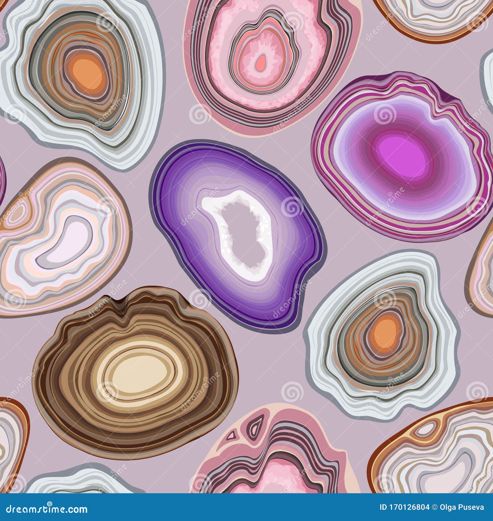 Vector Seamless Pattern with Geode and Agate Cuts Stock Vector ...