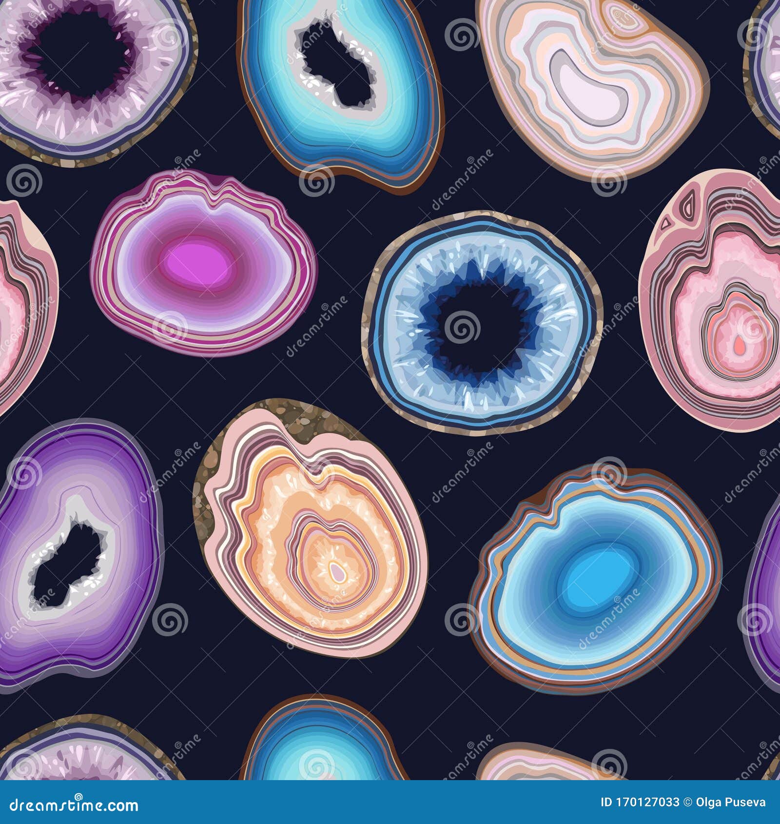 Vector Seamless Pattern with Geode and Agate Cuts Stock Vector ...