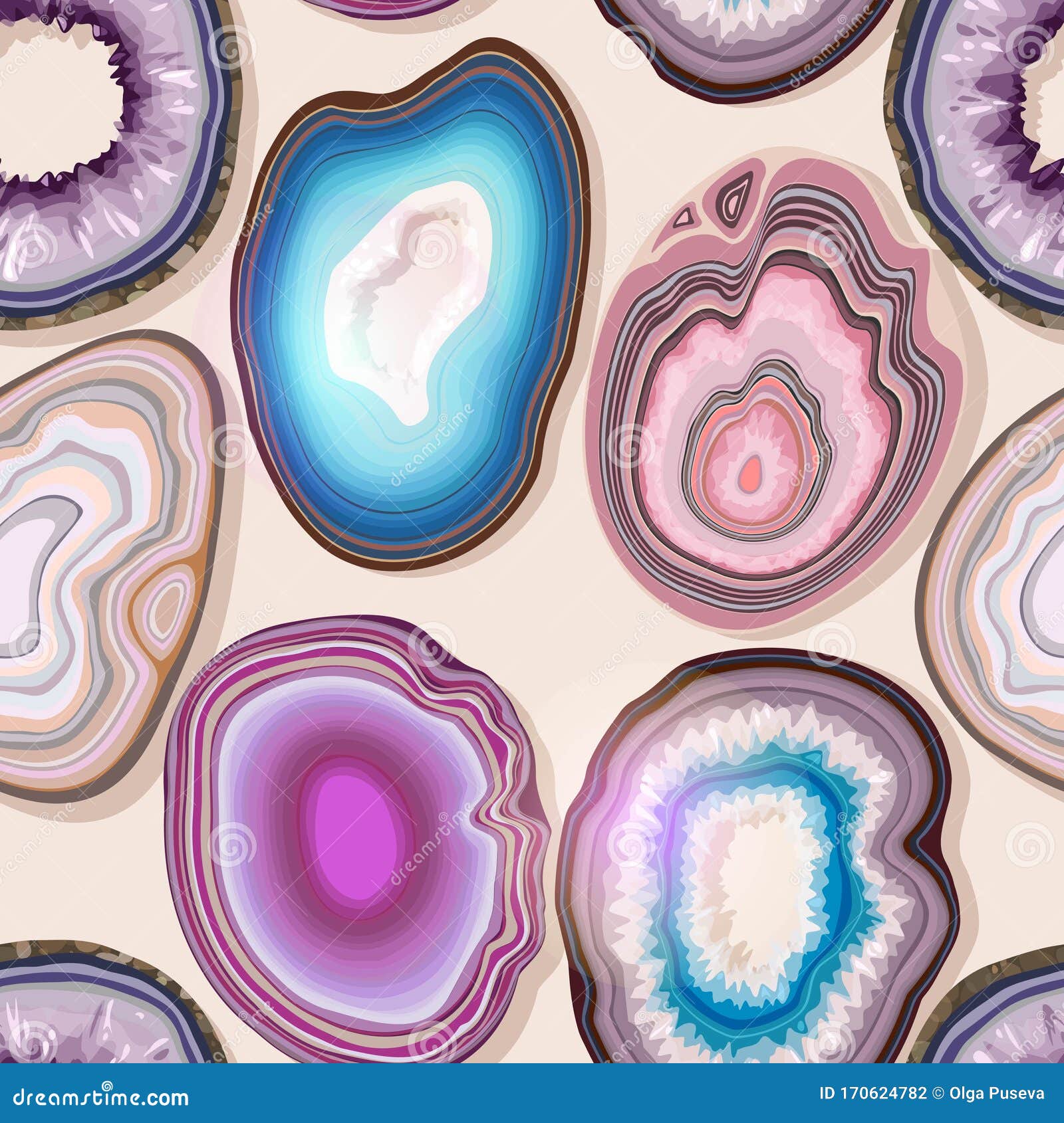 Vector Seamless Pattern with Geode and Agate Cuts Stock Vector ...