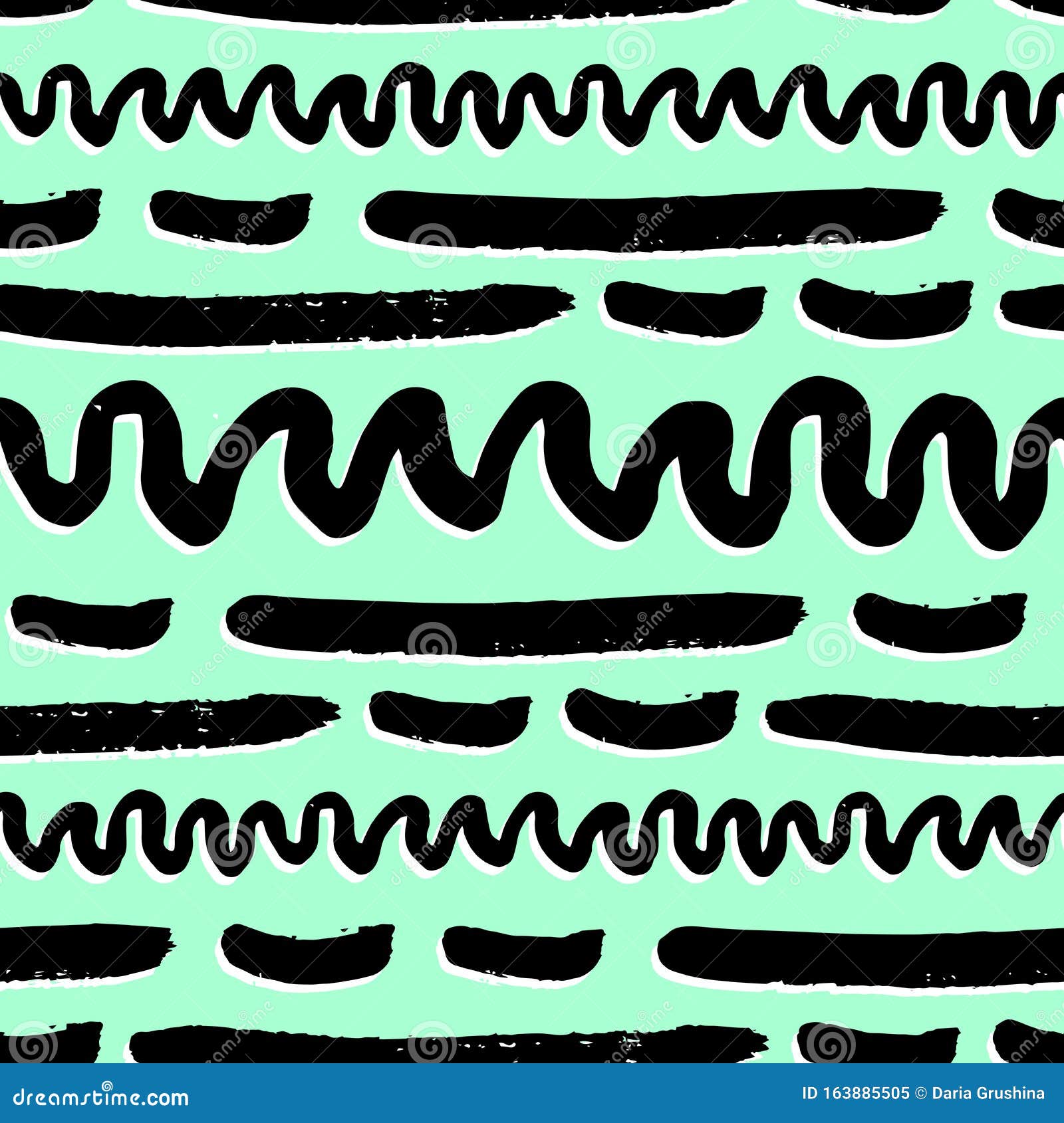 Vector Seamless Pattern with Geometric Brush Strokes Elements. Memphis ...