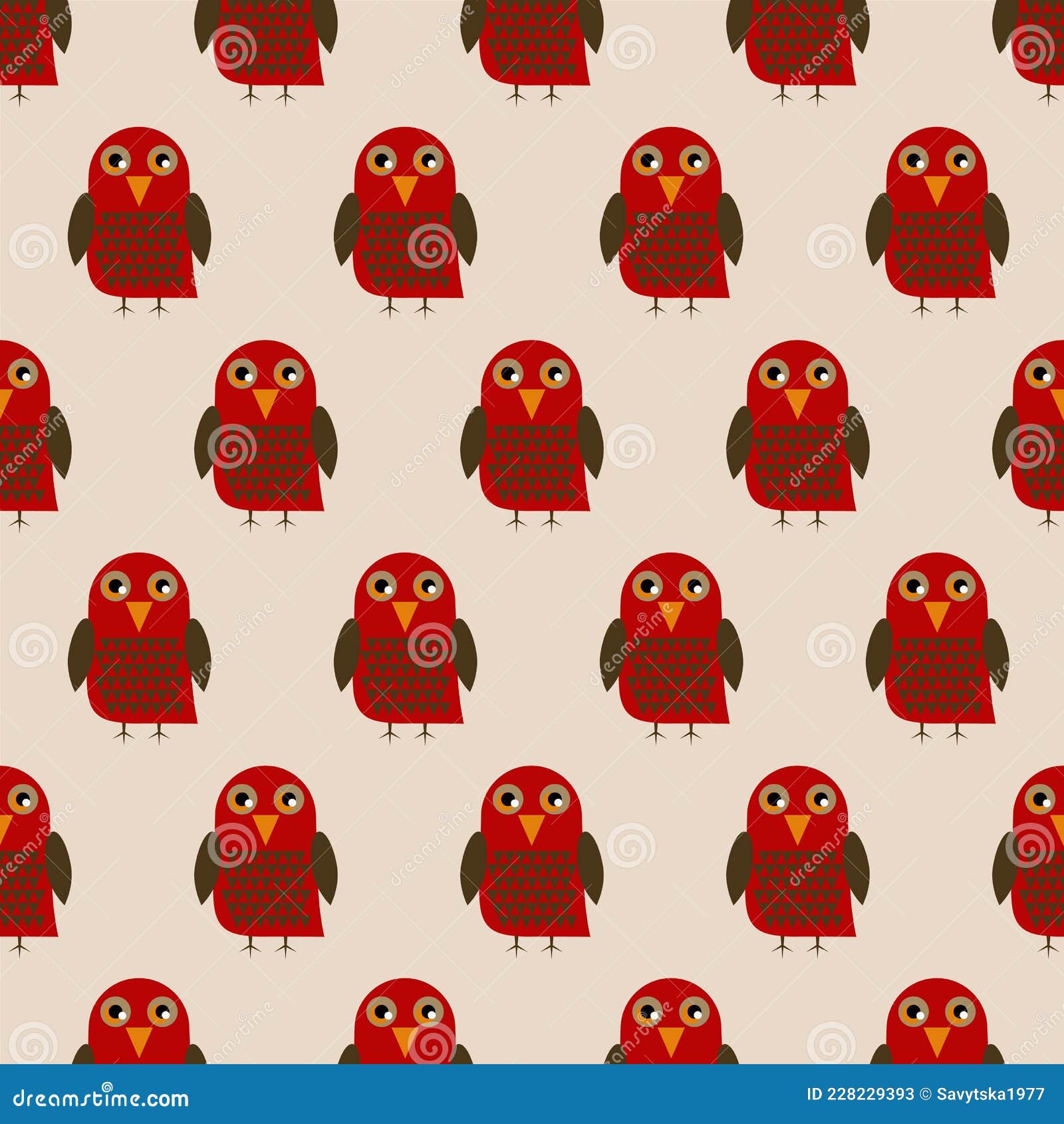 Vector Seamless Pattern with Geometric Owls Stock Vector - Illustration ...