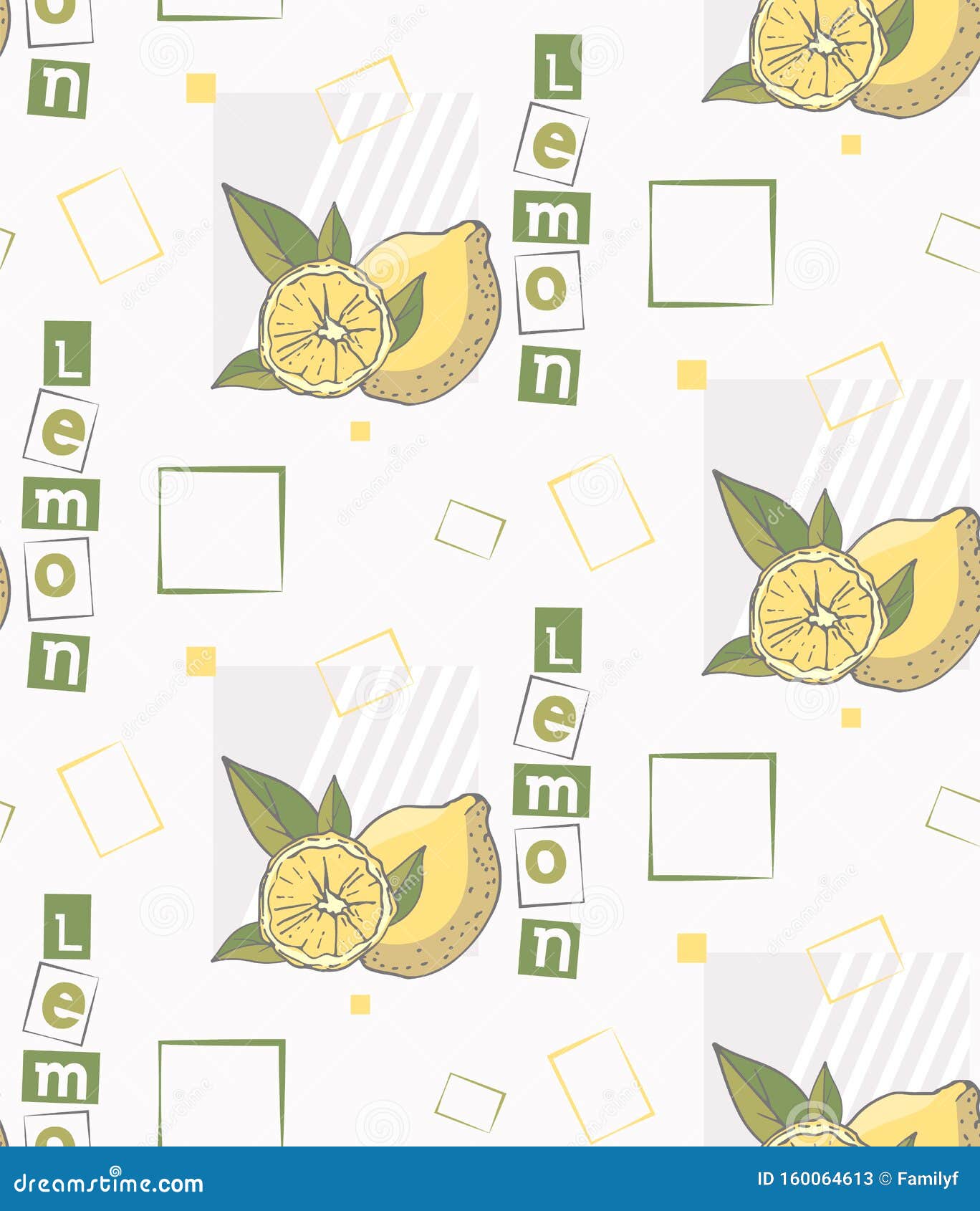 Vector Seamless Pattern. Geometric with Sketch Lemon Stock Vector ...
