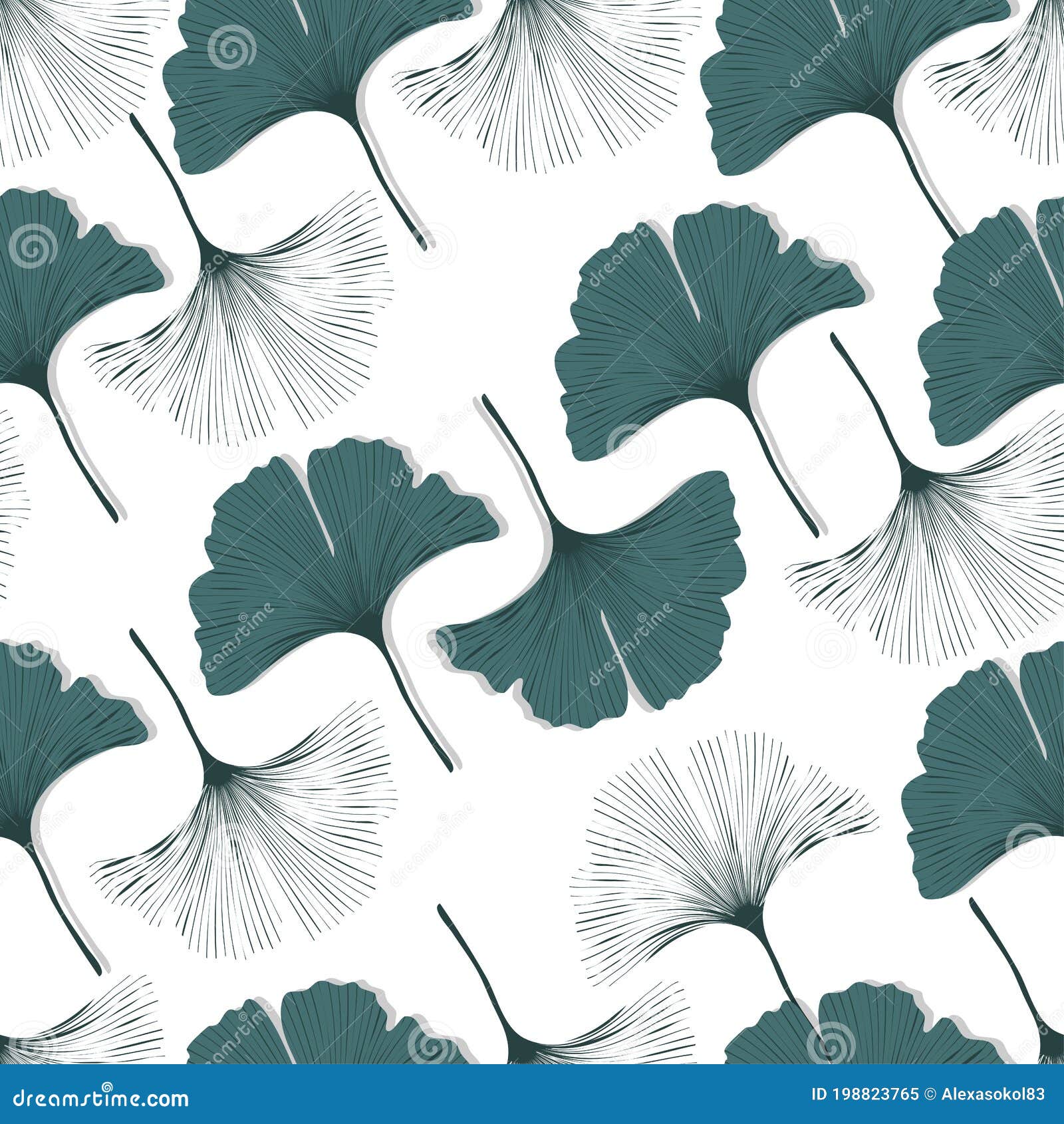 Vector Seamless Pattern with Ginkgo Biloba Leaves Stock Vector ...