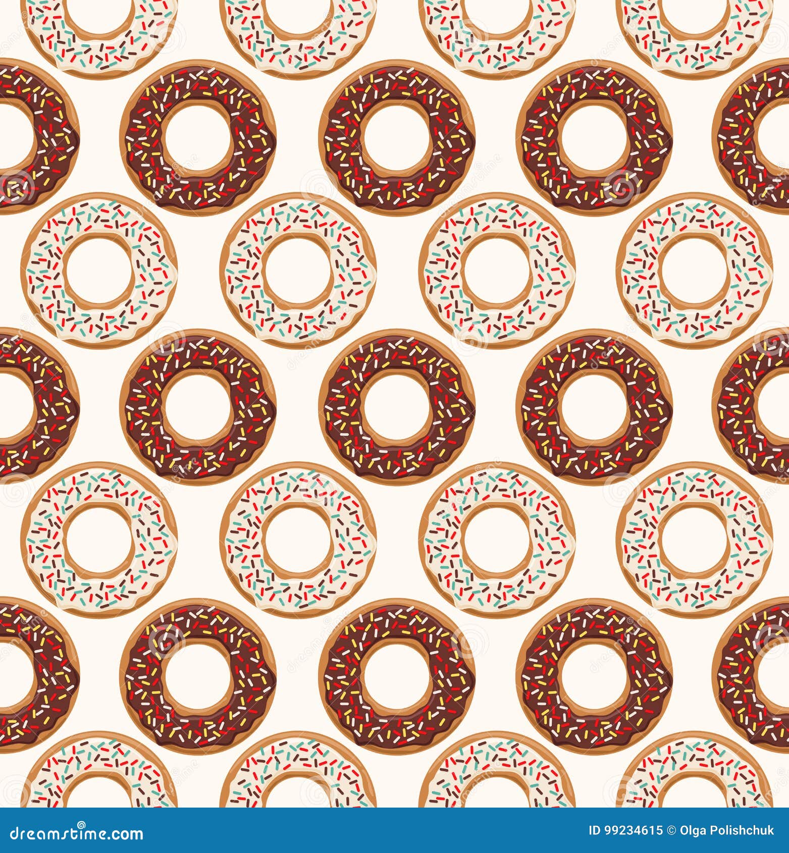 Vector Seamless Pattern with Glazed Donuts Stock Vector - Illustration ...