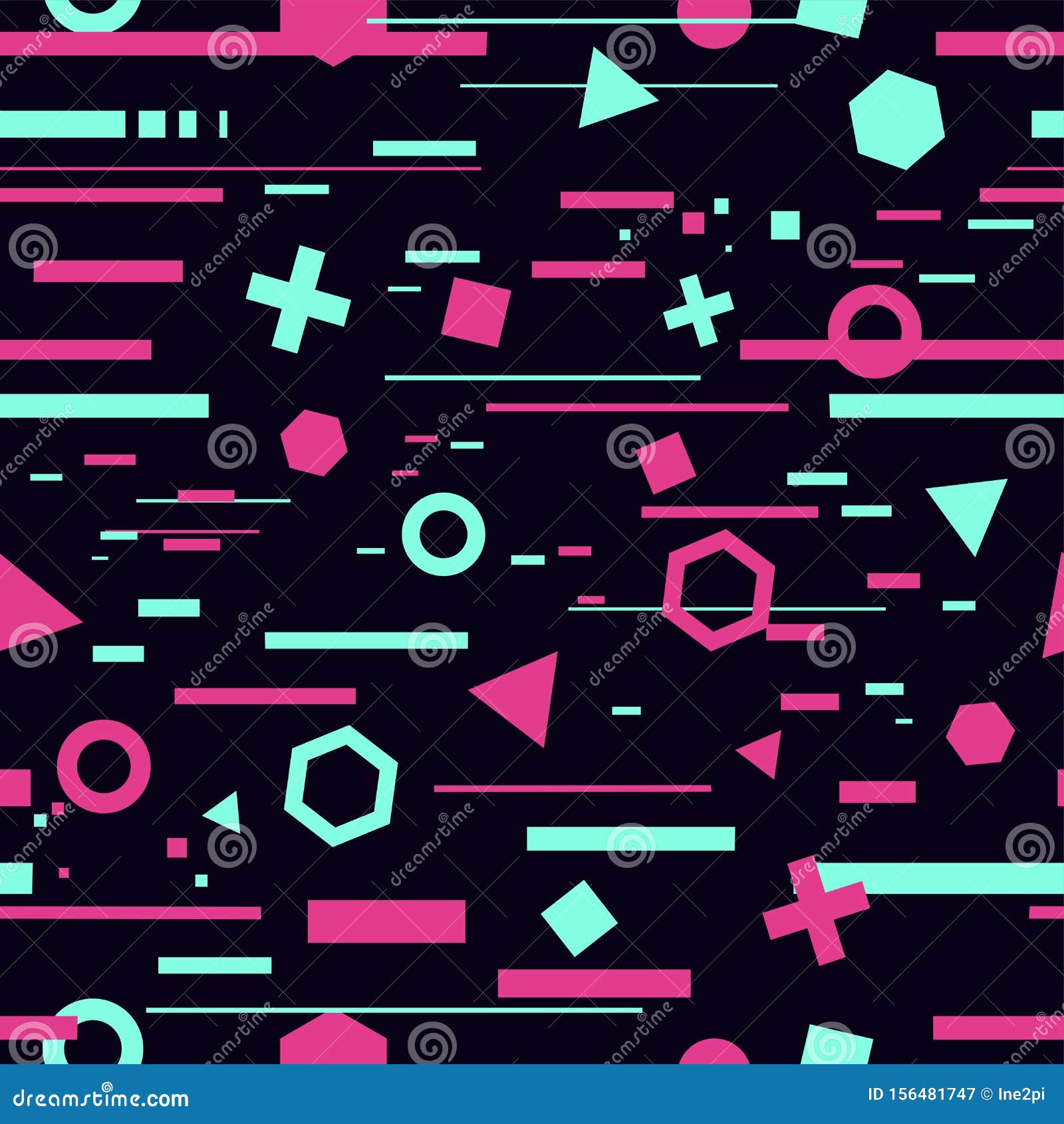 Vector Seamless Pattern with Glitch Effect. Trendy Memphis Texture with ...