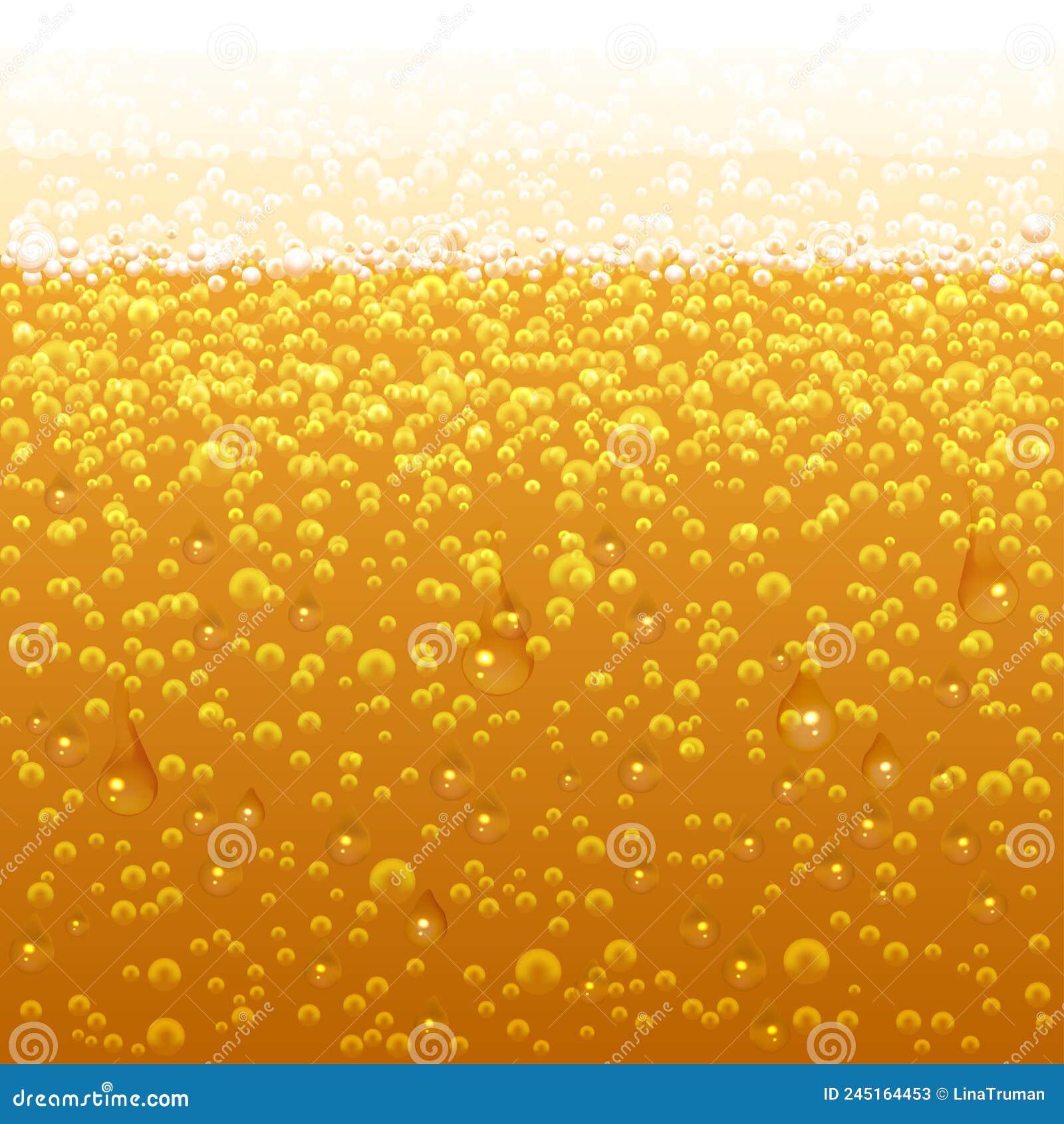Beer Bubbles Background. Realistic Beer Texture. Yellow Alcohol ...