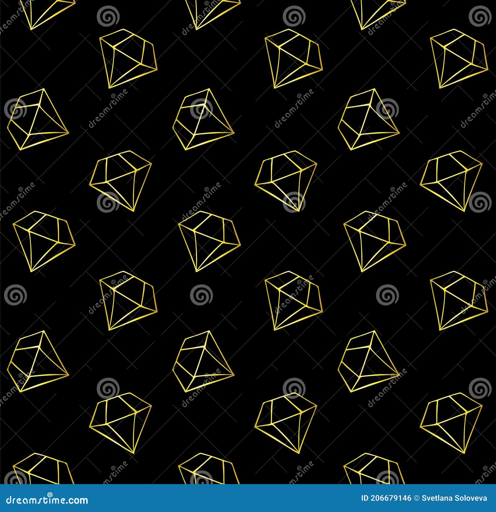 Vector Seamless Pattern of Gold Diamond Stock Vector - Illustration of ...