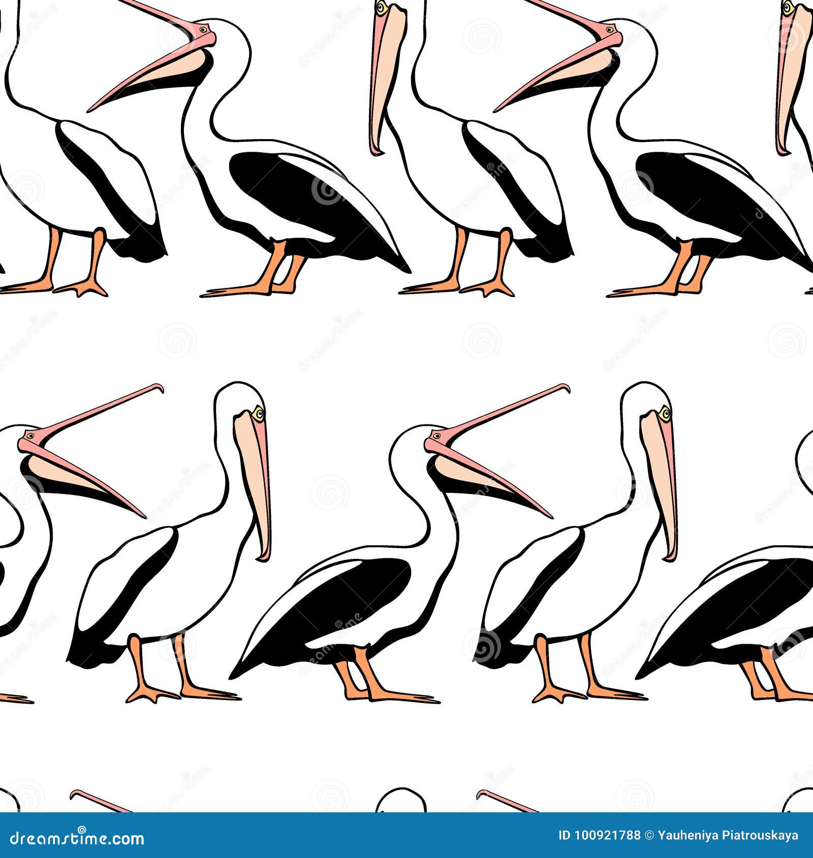 Pelicans seamless pattern stock vector. Illustration of pelican - 100921788