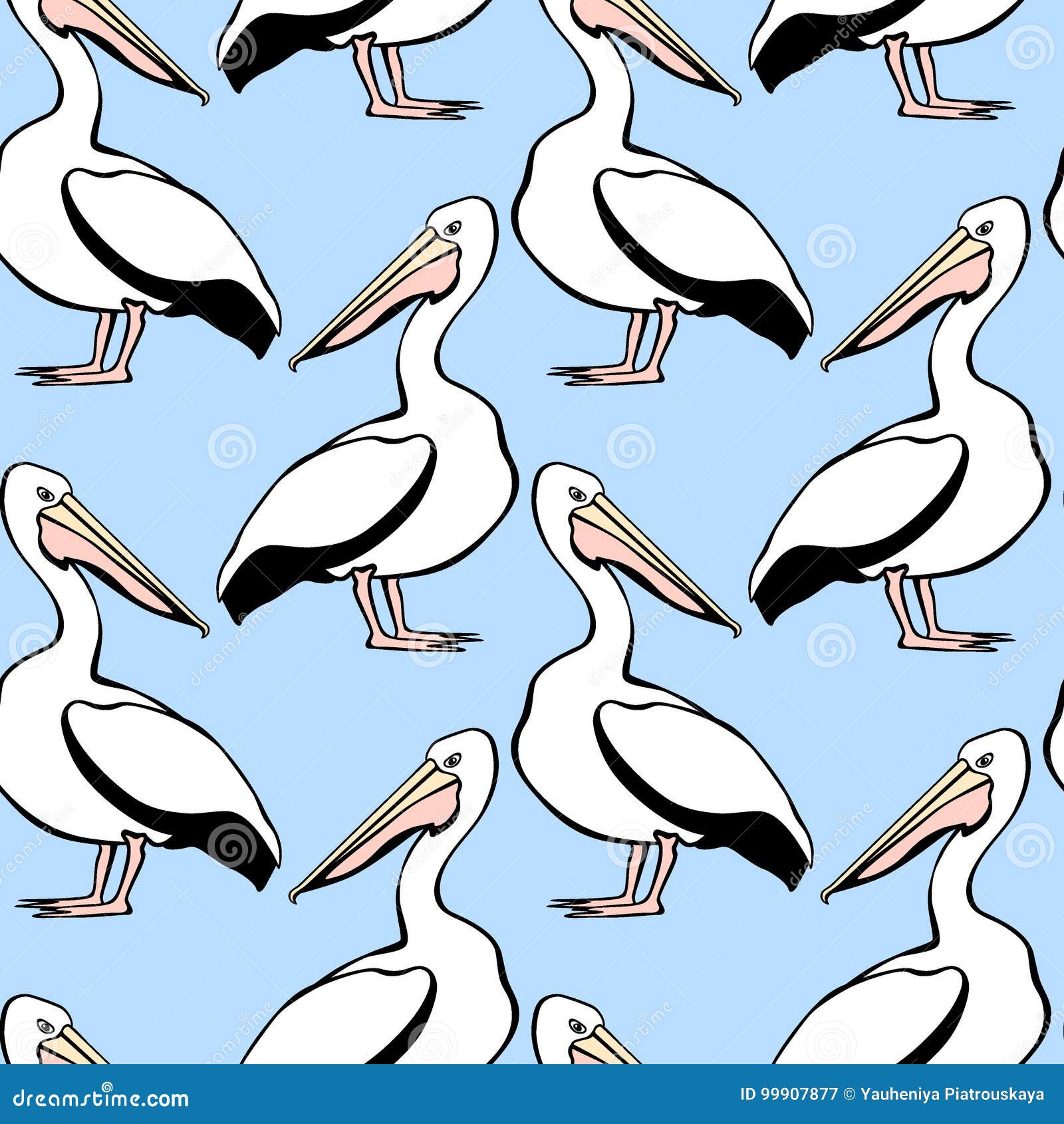 Pelicans seamless pattern stock vector. Illustration of ocean - 99907877