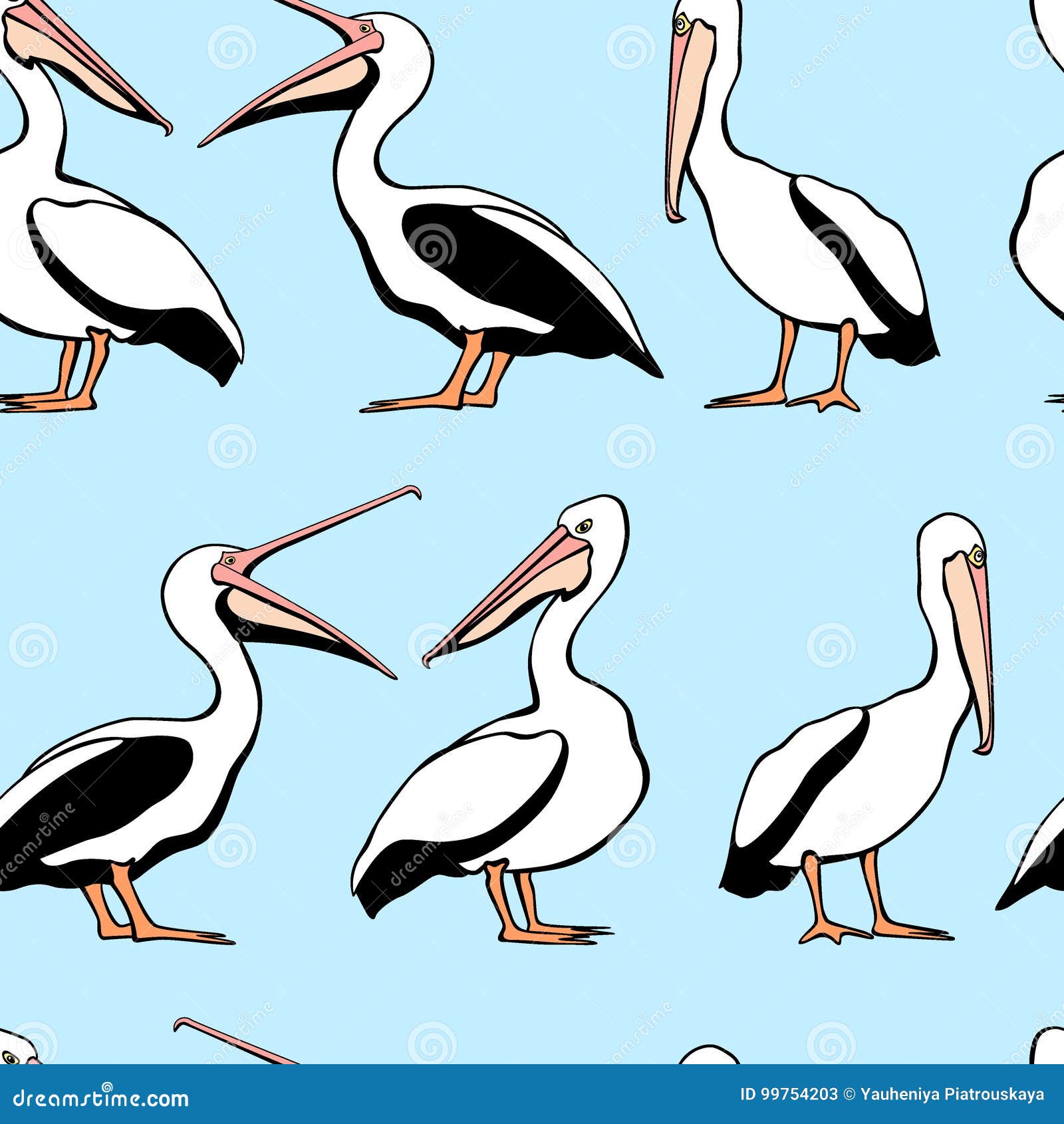 Pelicans seamless pattern stock vector. Illustration of seaside - 99754203