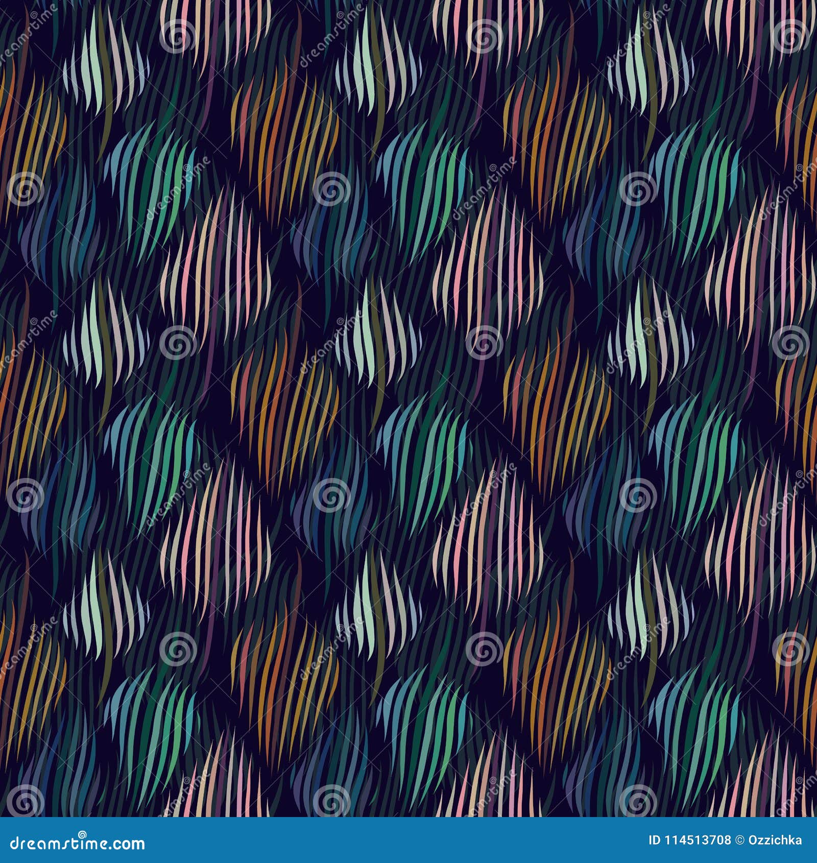 Vector Seamless Pattern with Graphical Leaves, Colorful Botanical ...