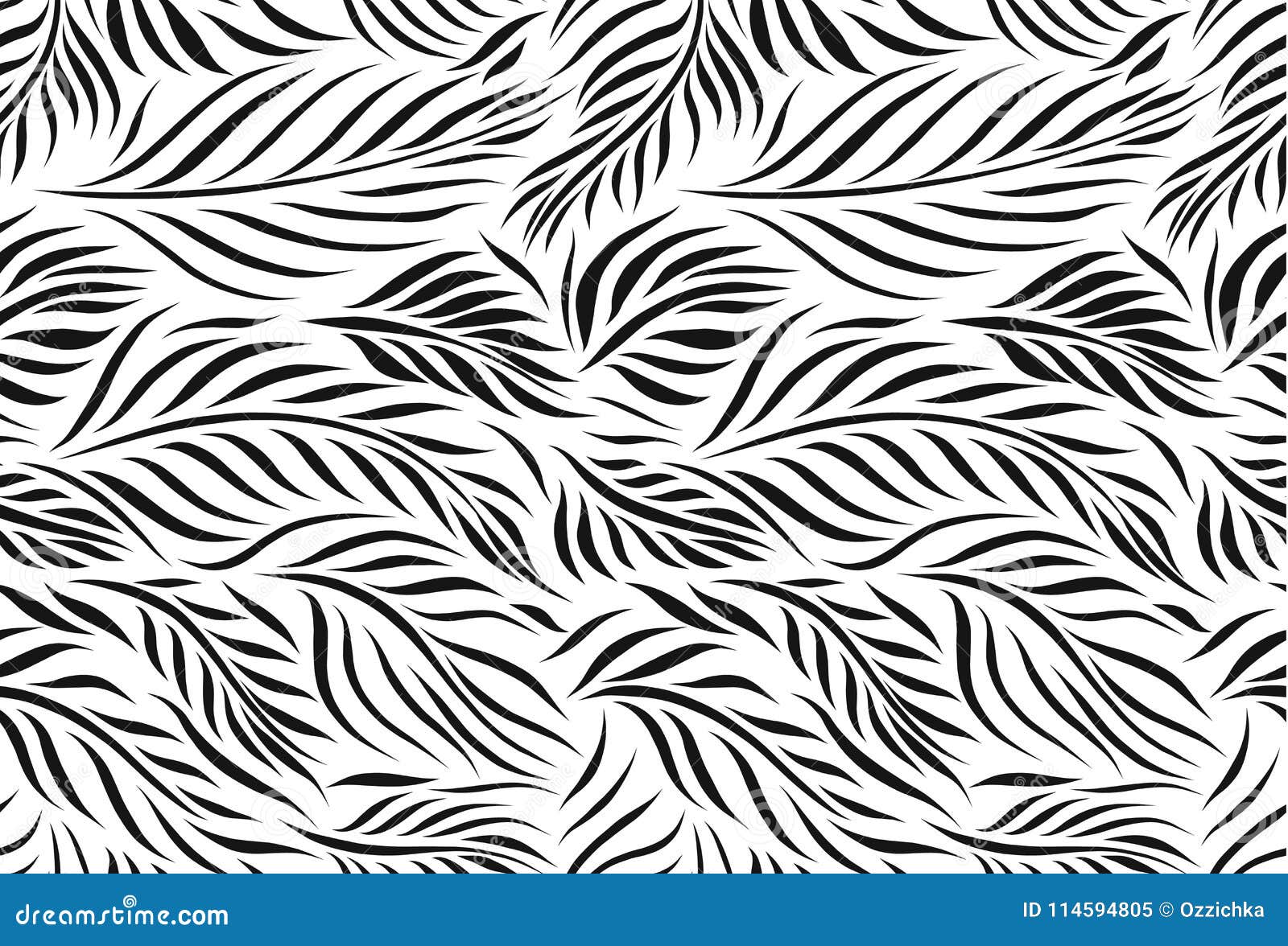 Vector Seamless Pattern of Graphical Leaves Shapes, Monochrome ...