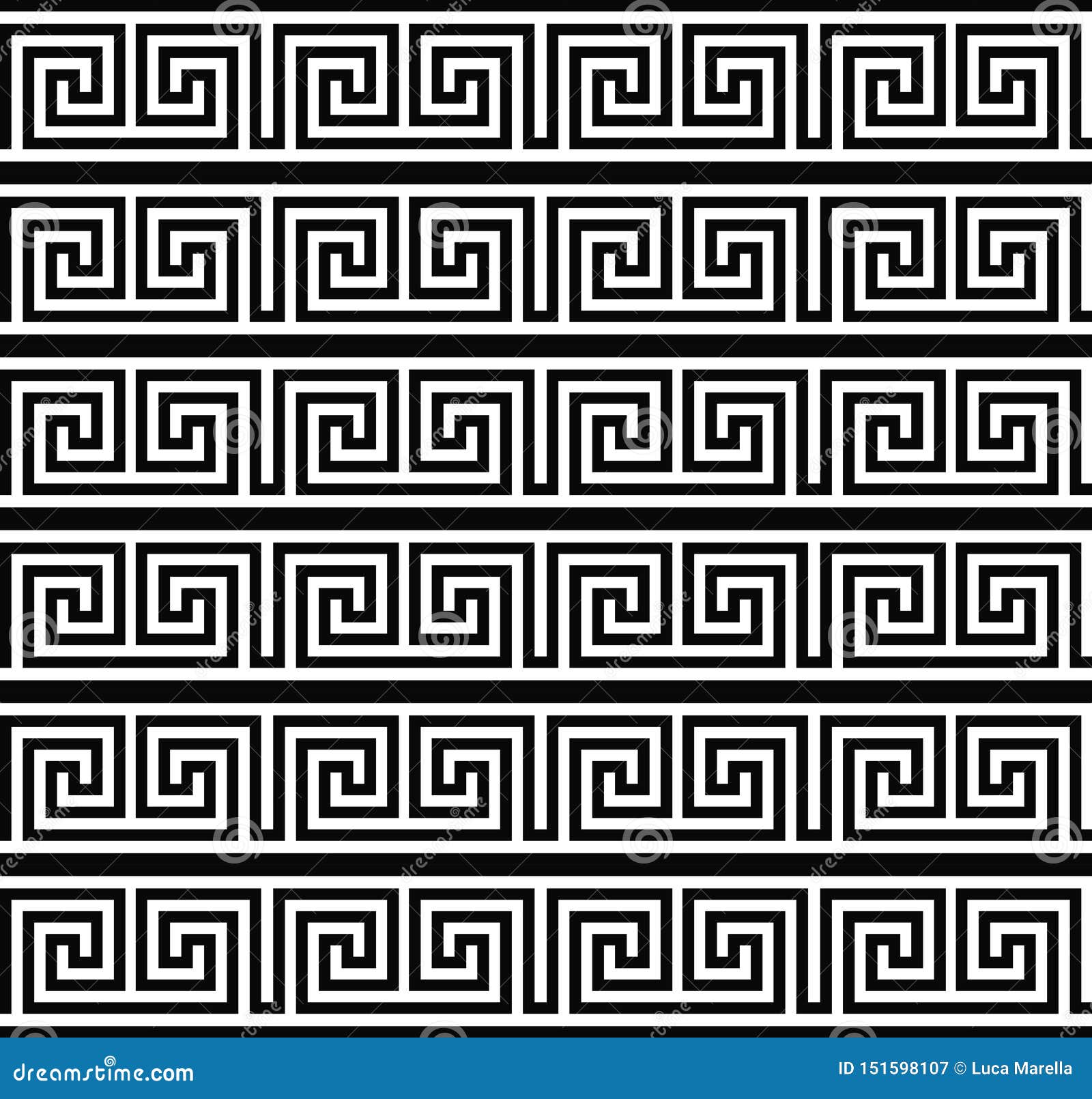 Vector Seamless Pattern of Greek Style Continuous Line Motif Stock ...