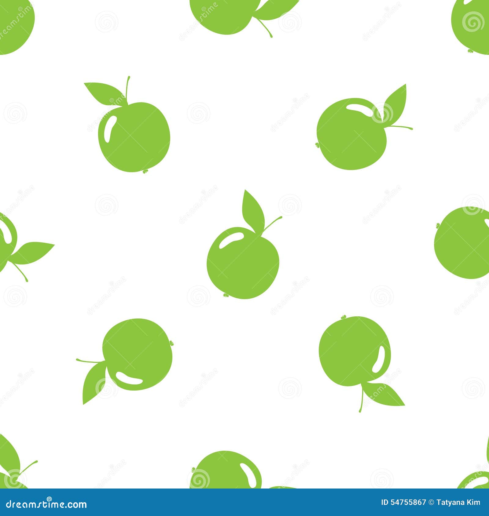 Vector Seamless Pattern with Green Apples Stock Illustration ...