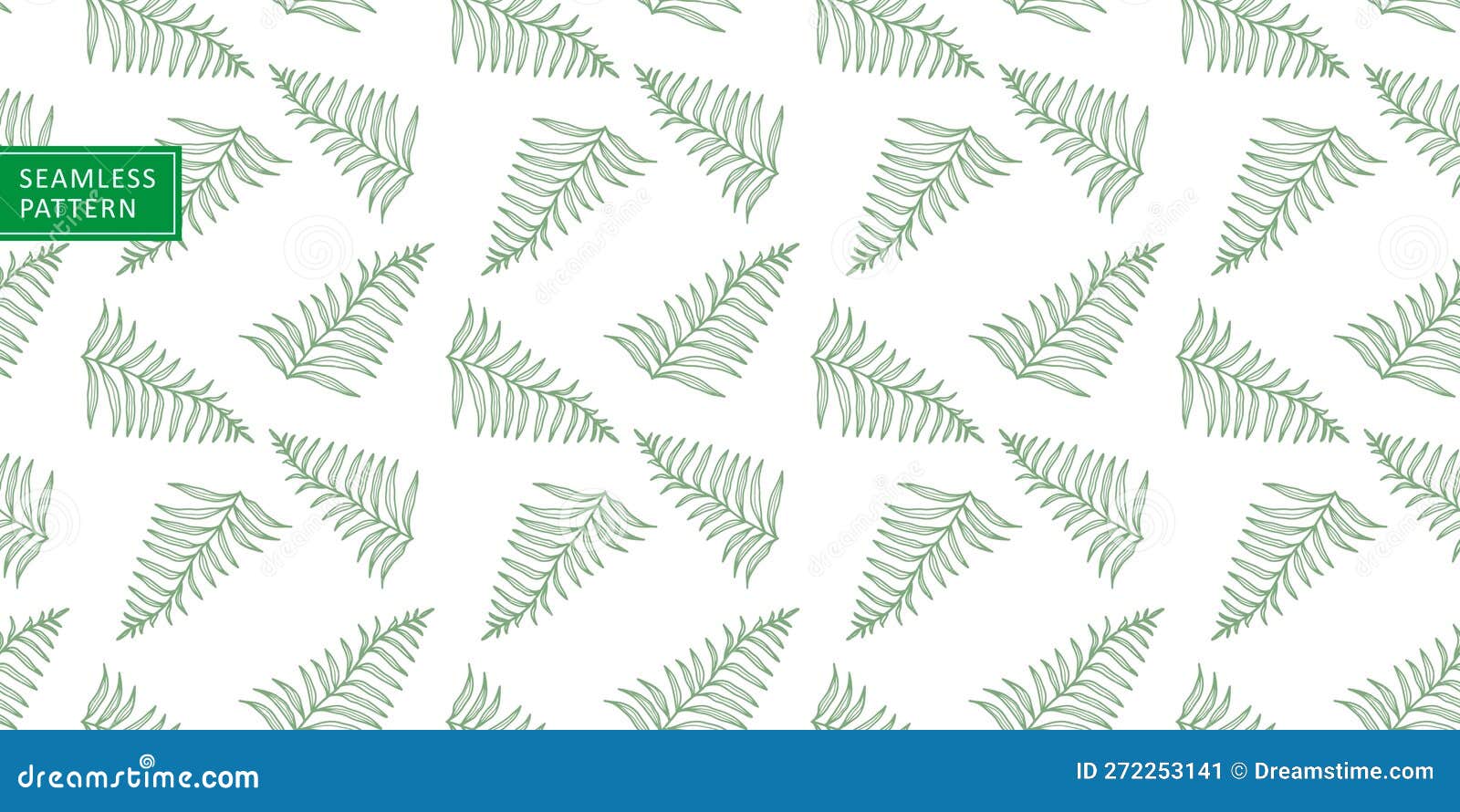 Vector Seamless Pattern with Green Branches and Leaves on a White ...