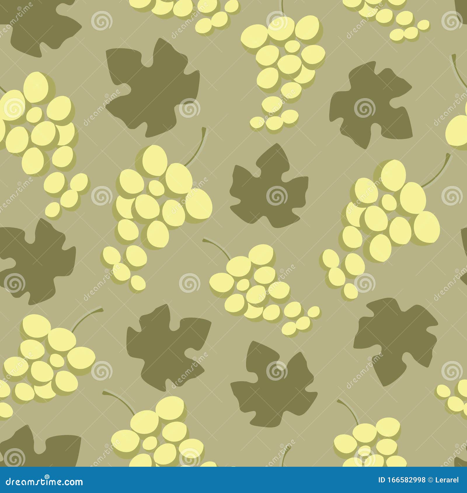 Vector Seamless Pattern with Green Leaves and Bunches of Grapes. for ...