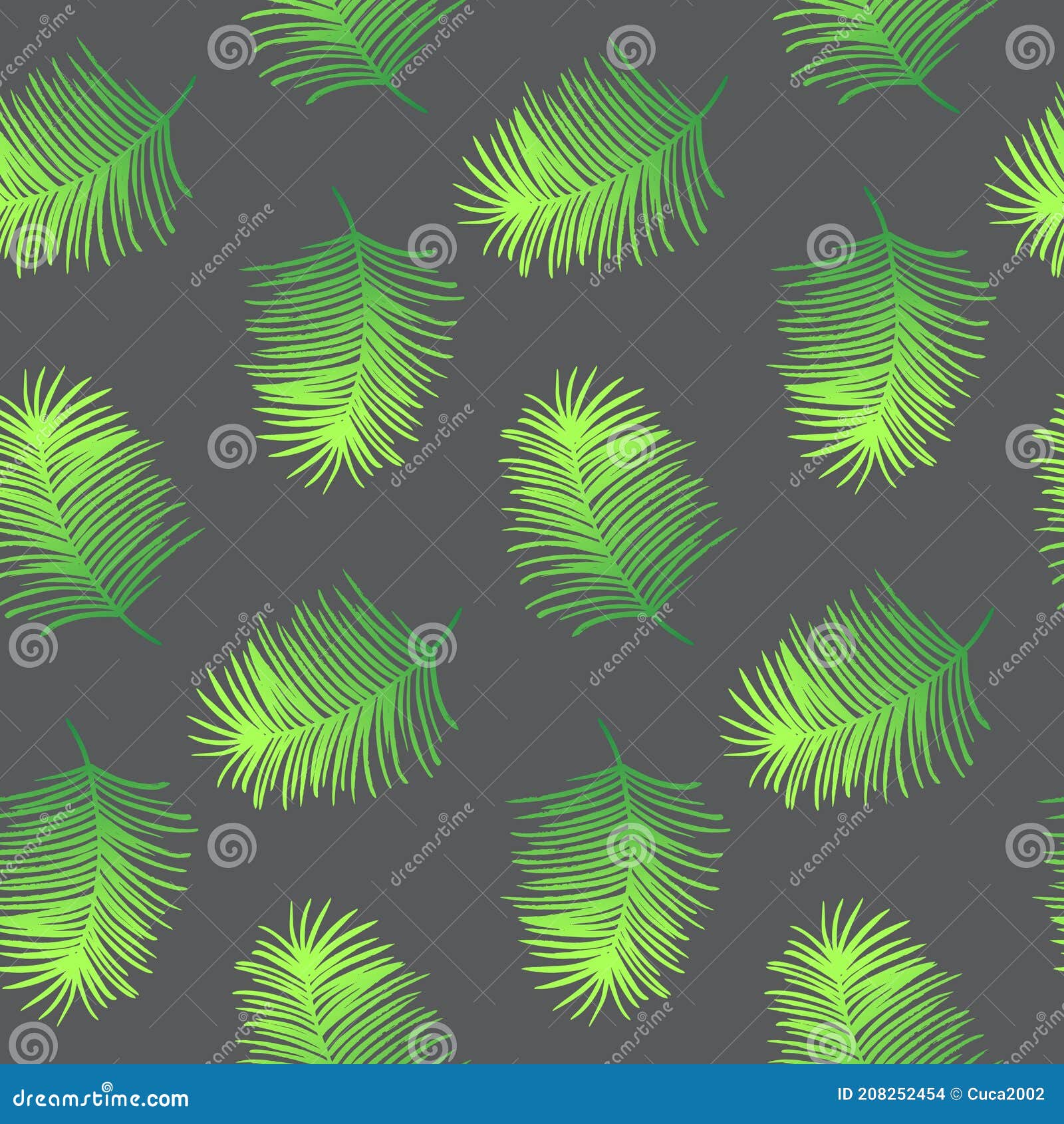 Vector Seamless Pattern with Green Leaves. Exotic Palm Tree, Green ...