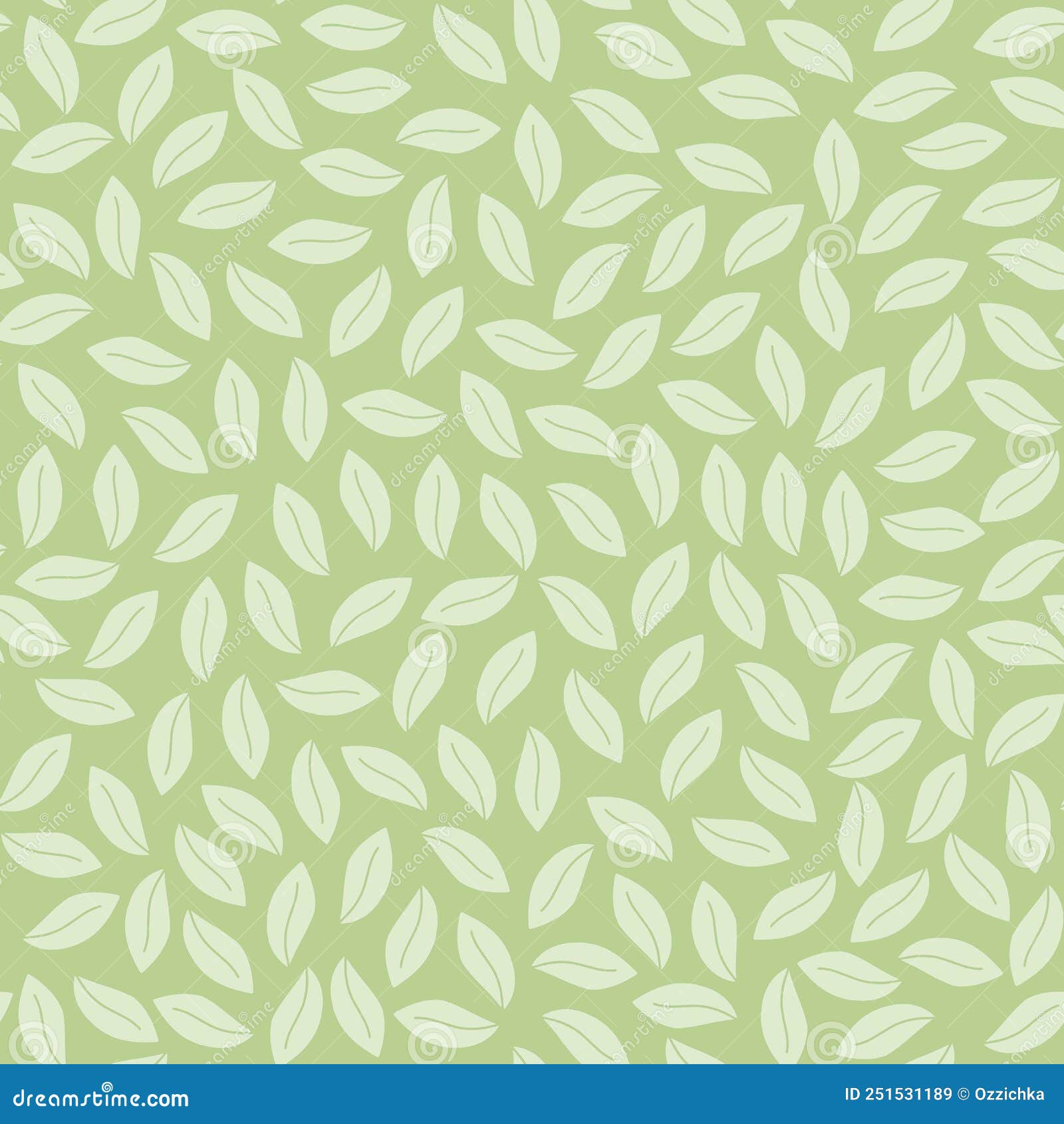 Vector Seamless Pattern with Green Leaves. Tea Leaf Minimalistic ...