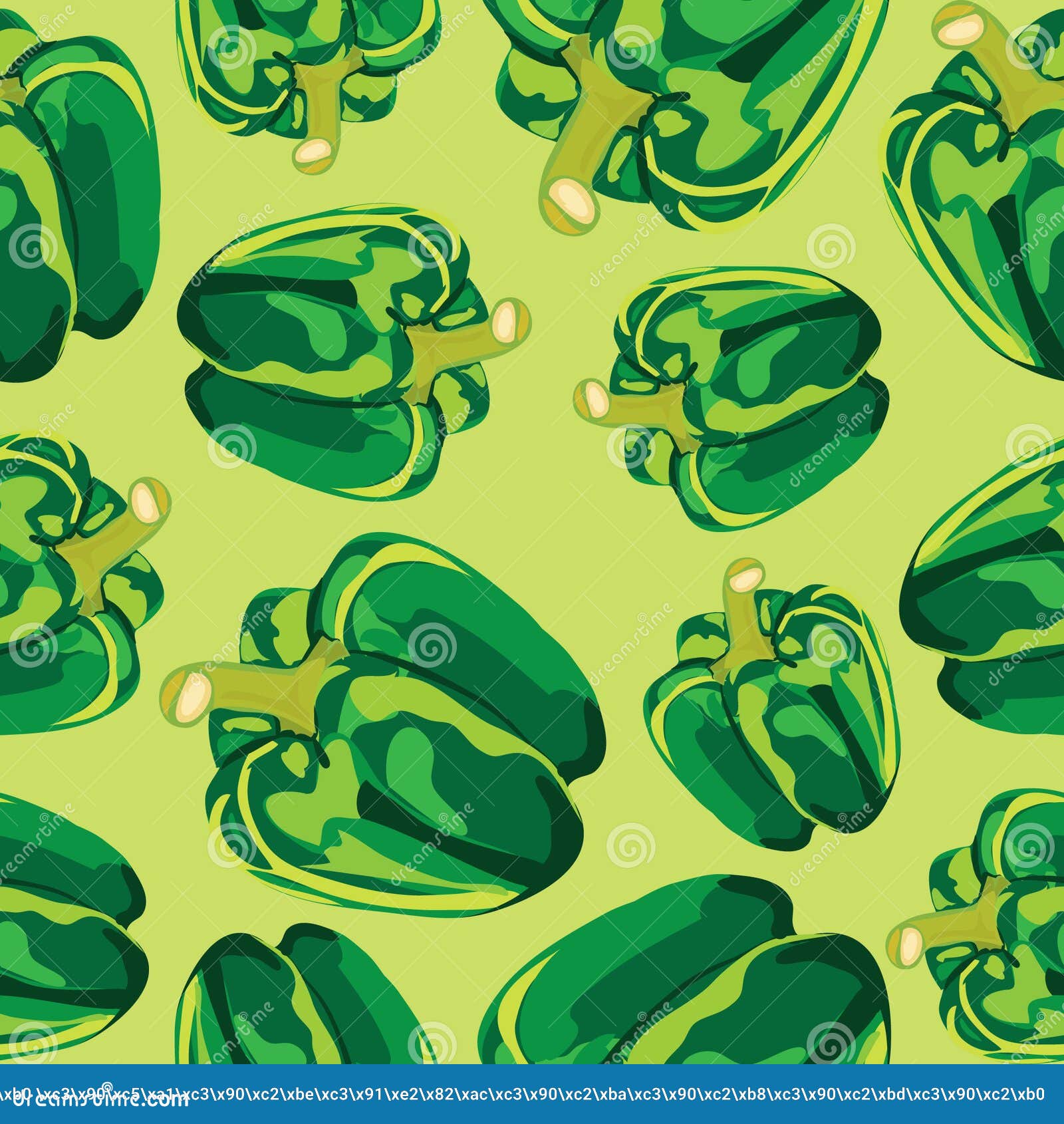 Vector Seamless Pattern of Green Peppers Stock Vector - Illustration of ...