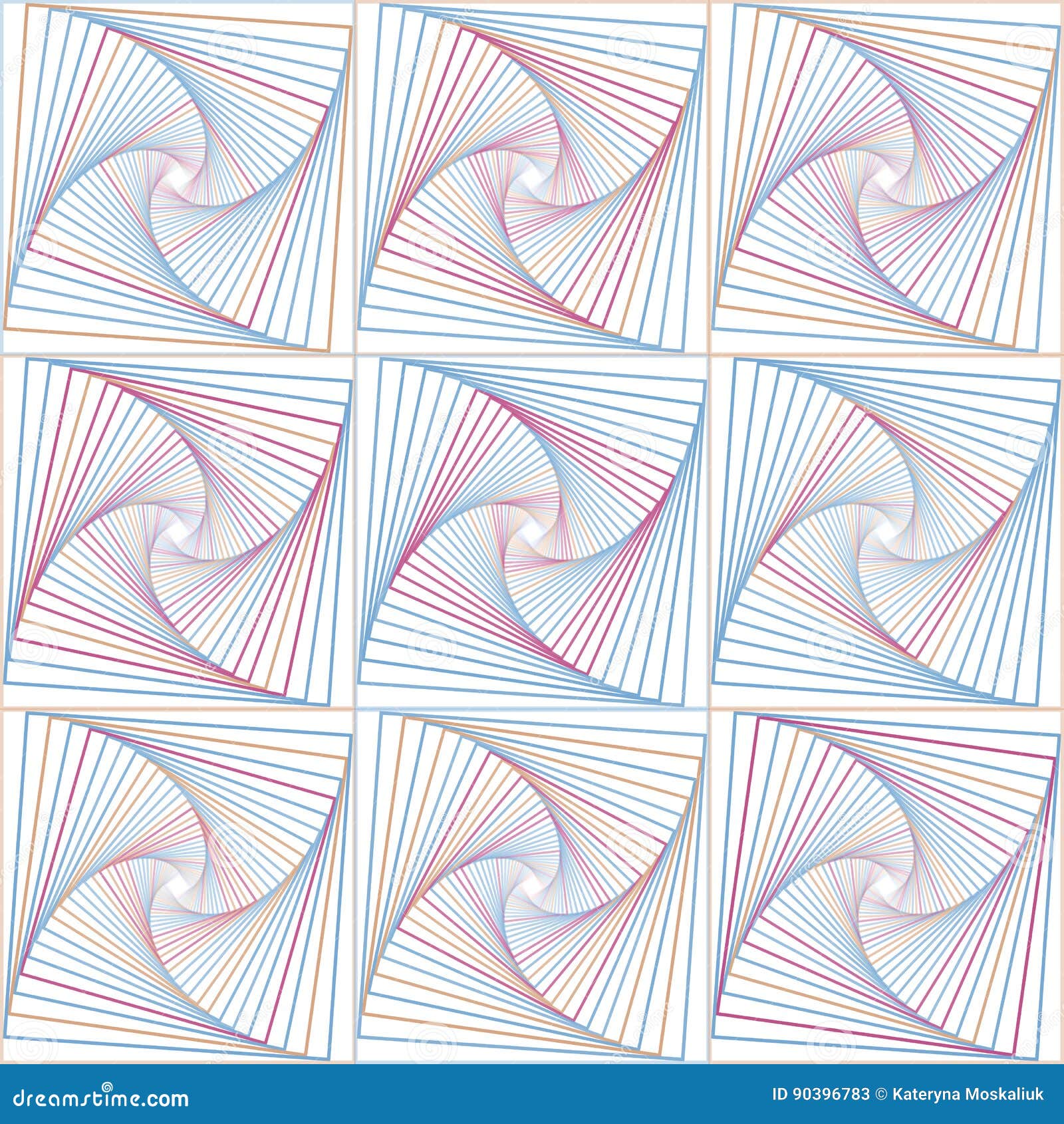 Vector Seamless Pattern with Grid of Twirly, Spiral Tiles in Dull ...