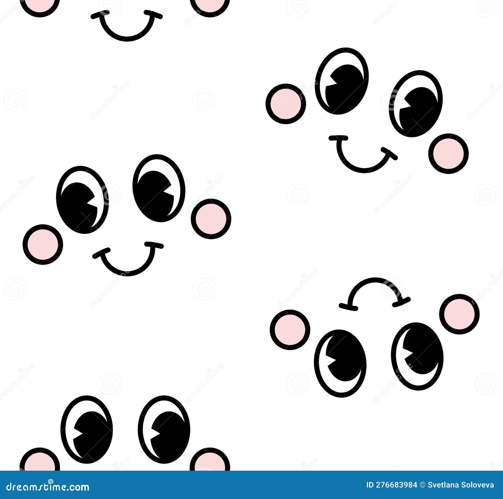 Vector Seamless Pattern of Groovy Cartoon Face Stock Vector ...