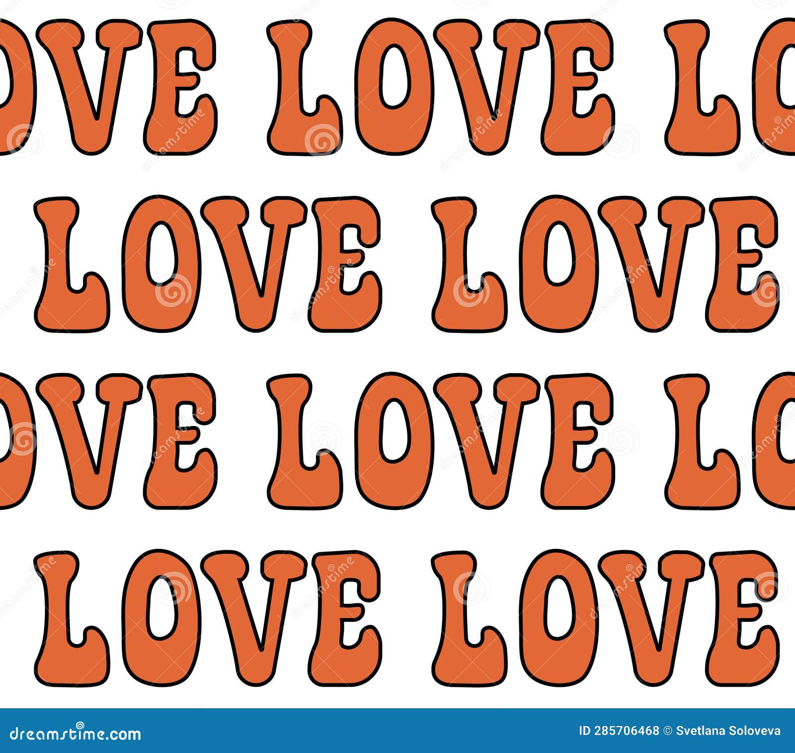 Vector Seamless Pattern of Groovy Love Lettering Stock Vector ...