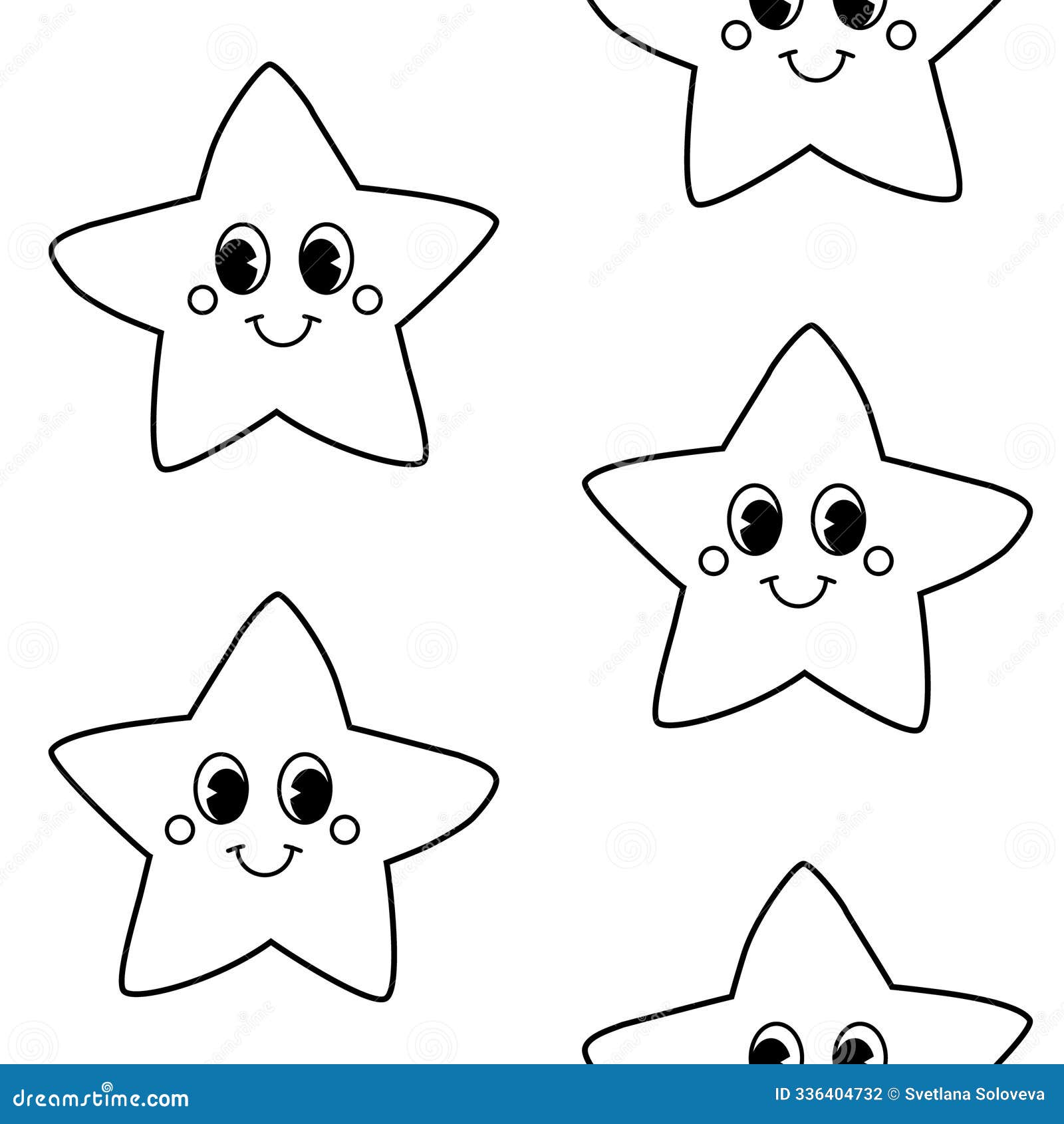 Vector Seamless Pattern of Groovy Outline Star Stock Illustration ...
