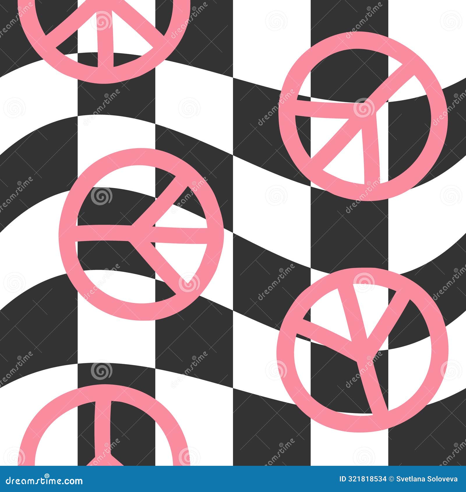 Vector Seamless Pattern of Groovy Peace Sign Stock Vector ...