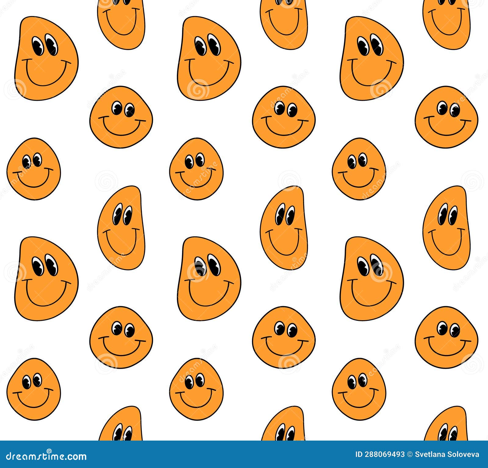 Vector Seamless Pattern Of Groovy Retro Smile Face | CartoonDealer.com ...