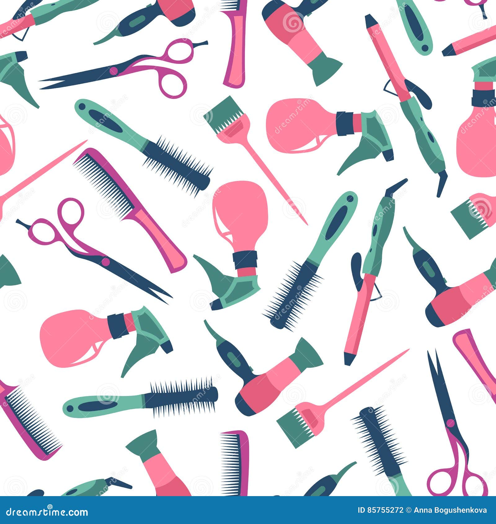 Vector Seamless Pattern of Hairdresser and Equipment Stock Vector ...
