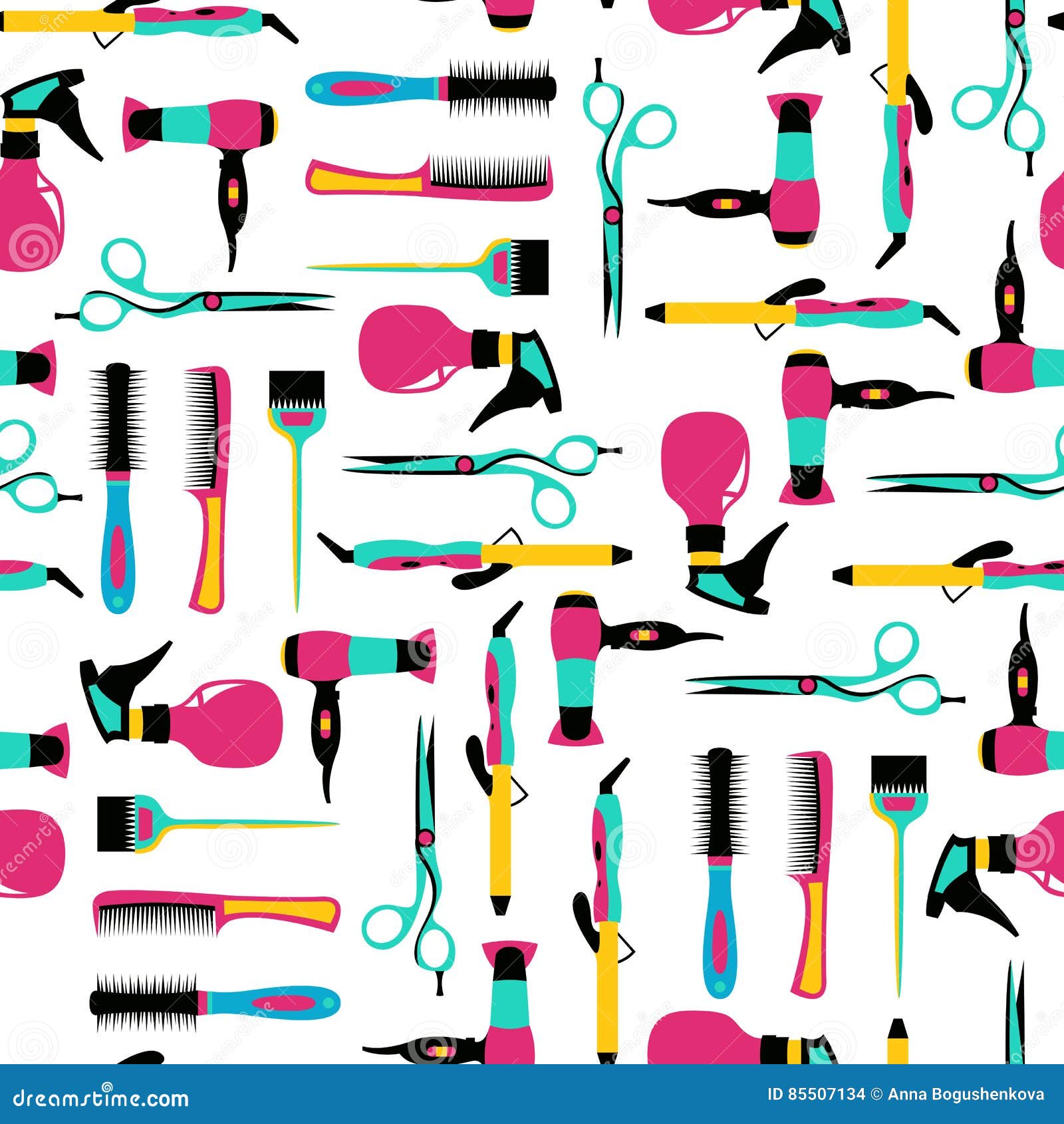 Vector Seamless Pattern of Hairdressing Color Equipment Stock Vector ...