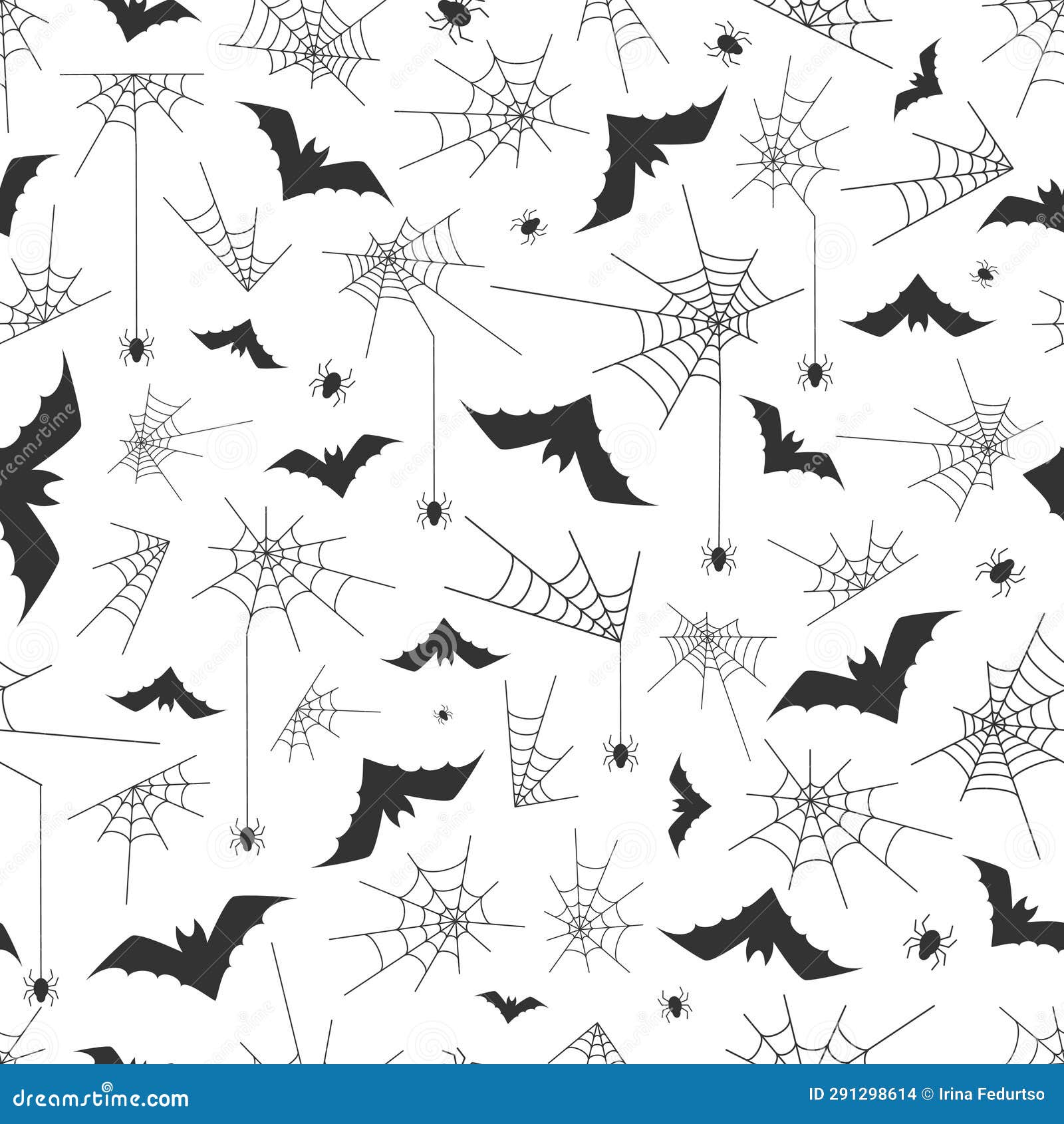 Vector Seamless Pattern for Halloween. Black Images of a Spider, Web ...