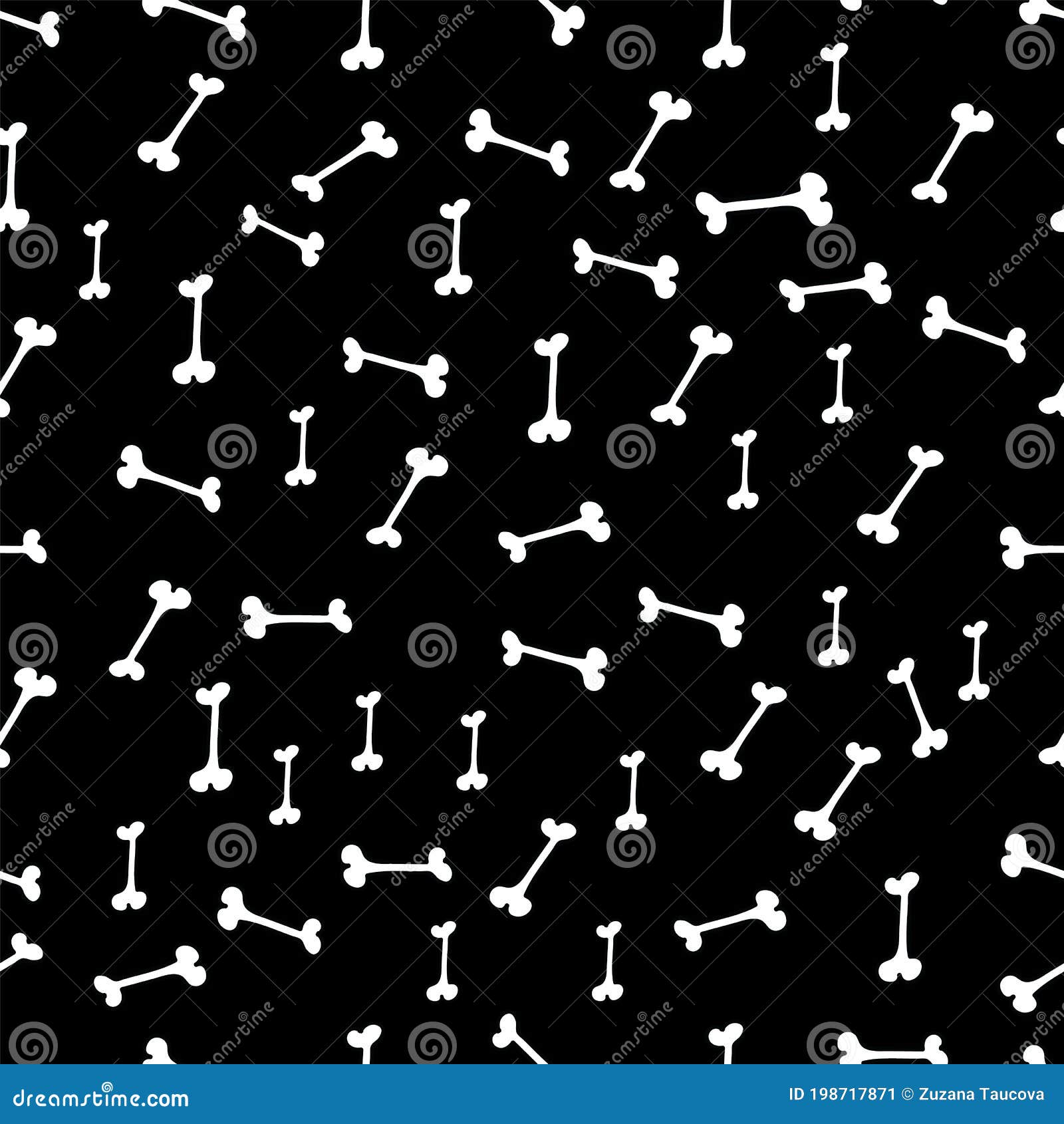 Vector Seamless Pattern, Halloween Black and White Bone Pattern ...