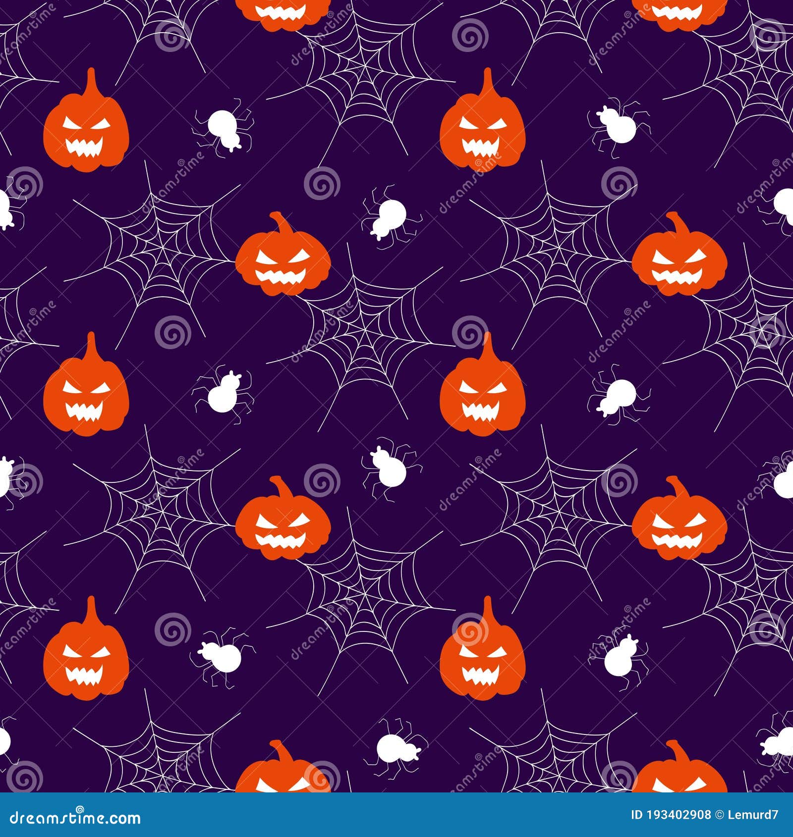 Vector Seamless Pattern for the Halloween Holiday. Cobwebs, Pumpkins ...