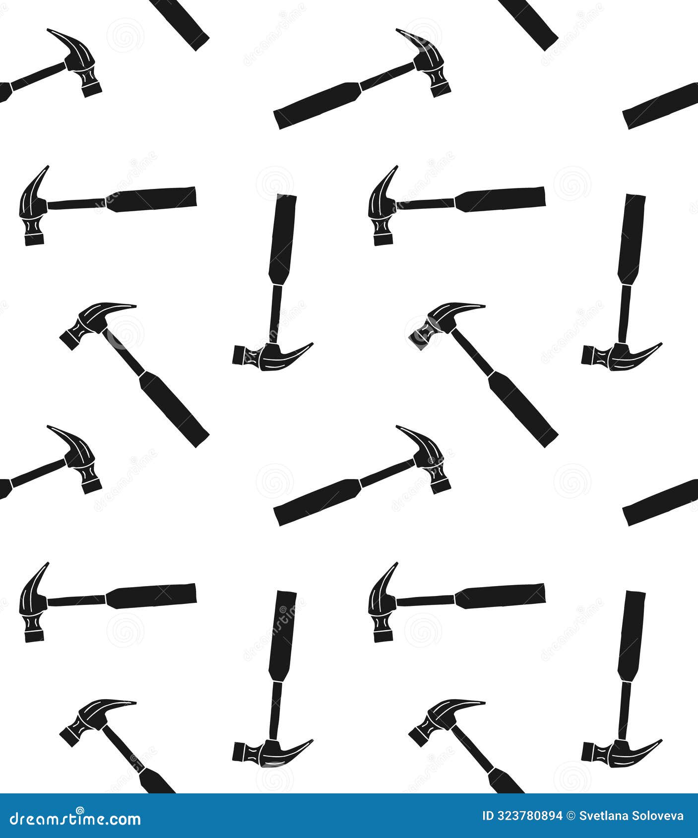 Vector Seamless Pattern of Hammer Stock Vector - Illustration of ...