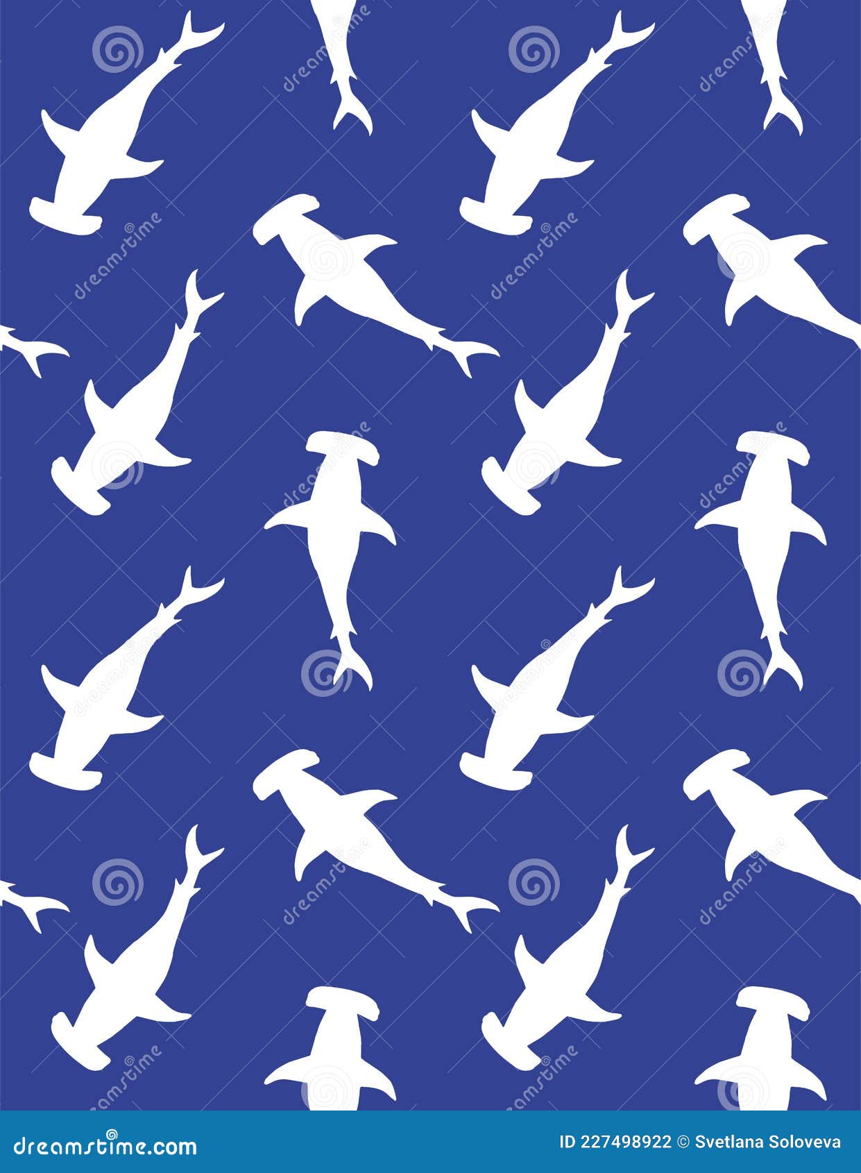 Vector Seamless Pattern of Hammerhead Shark Stock Vector - Illustration ...