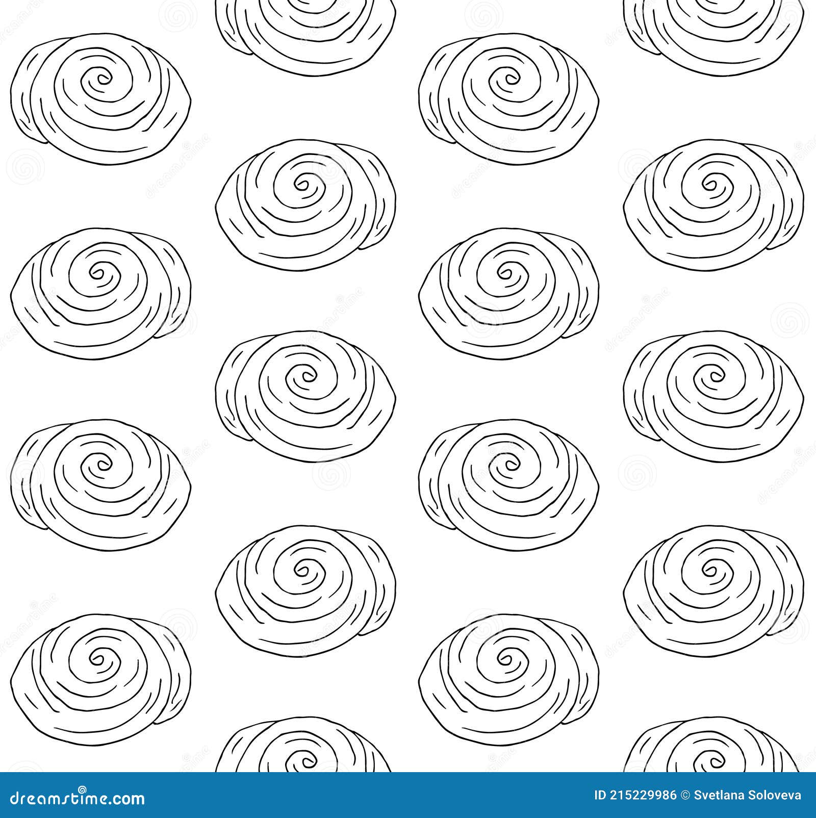 Vector Seamless Pattern of Hand Draw Cinnamon Roll Stock Vector ...