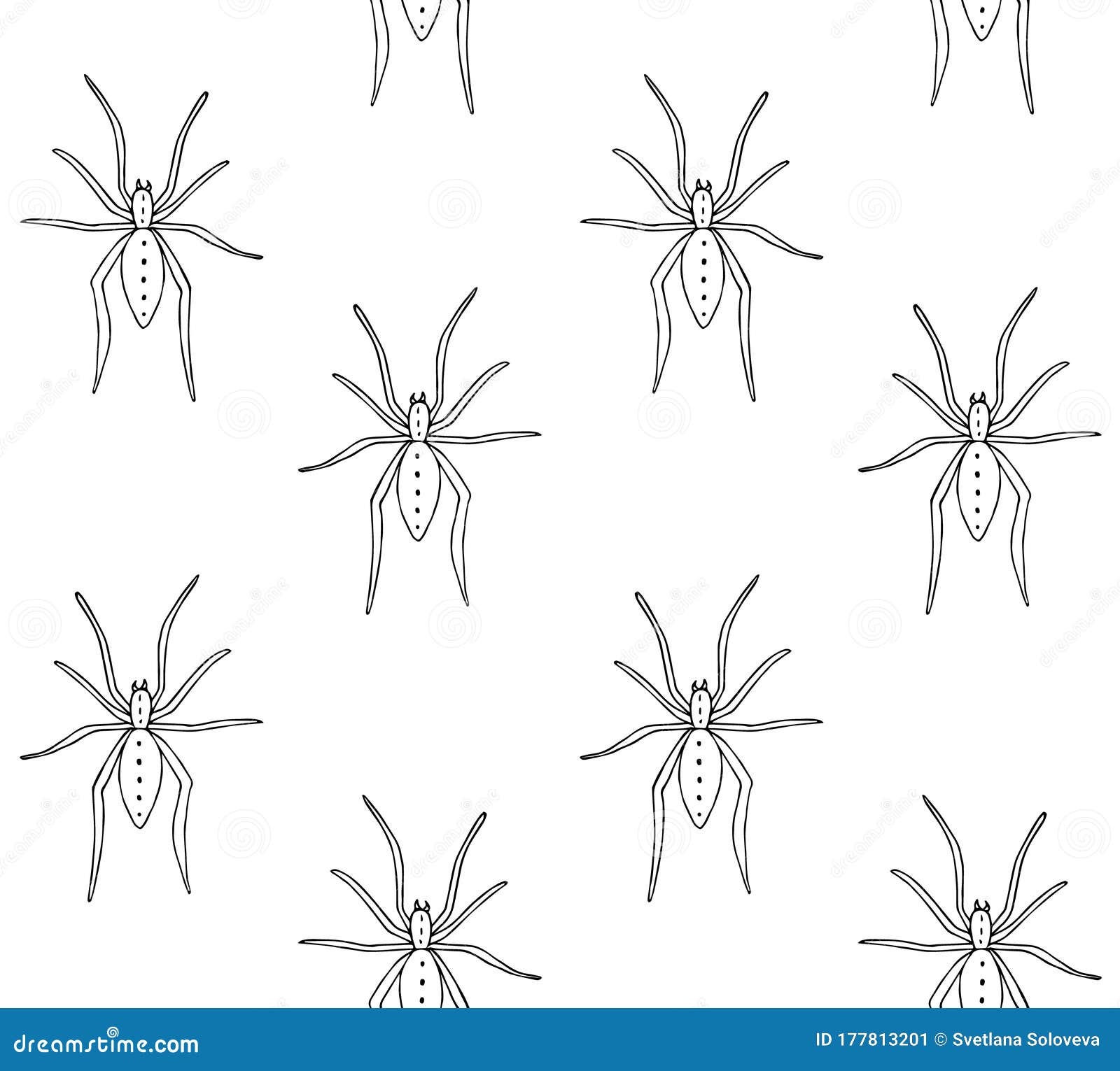 Vector Seamless Pattern of Hand Draw Sketch Spider Stock Illustration ...