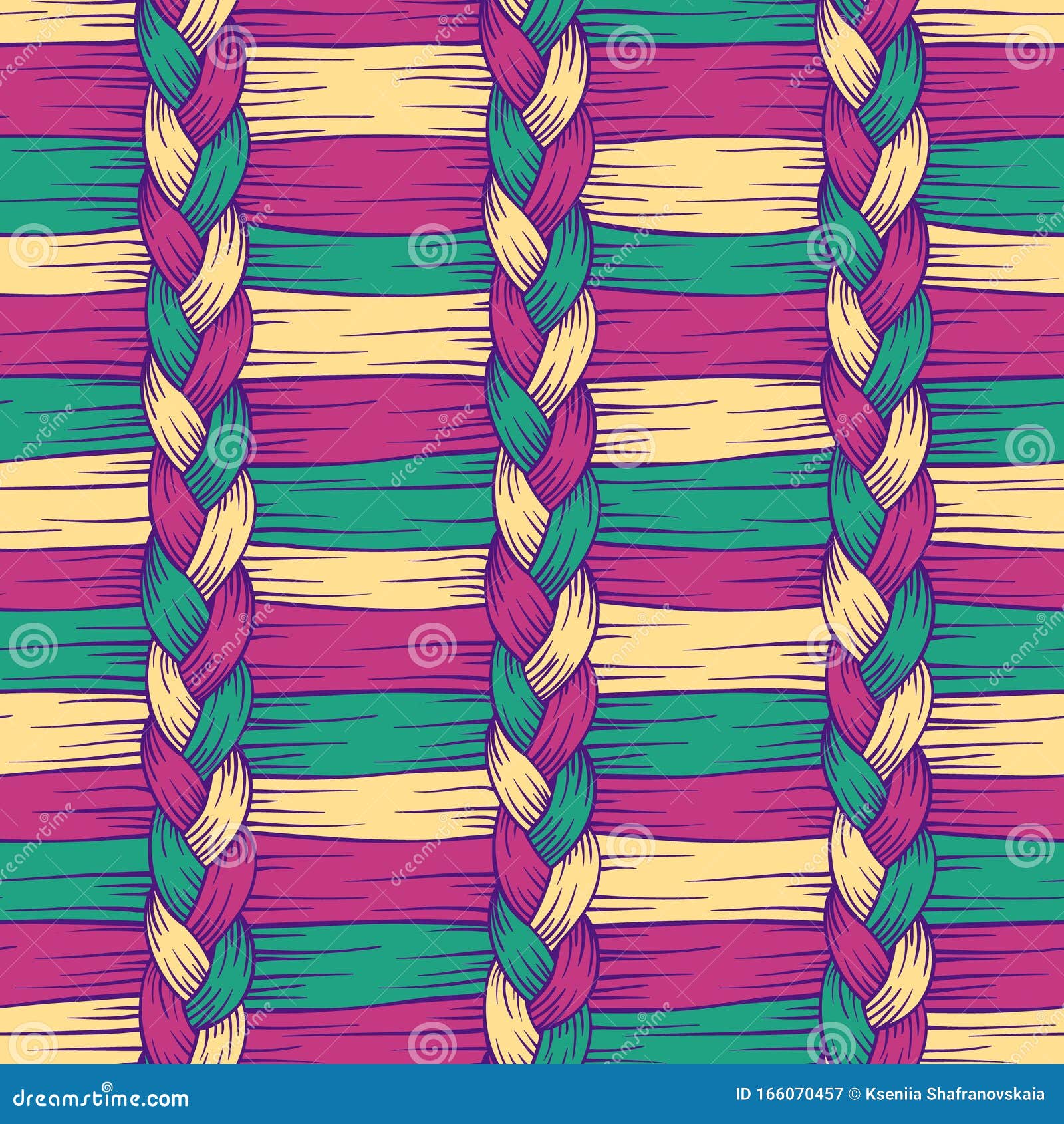 Vector Pattern with Abstract Hair Braid. Fiber Color Pattern Stock ...