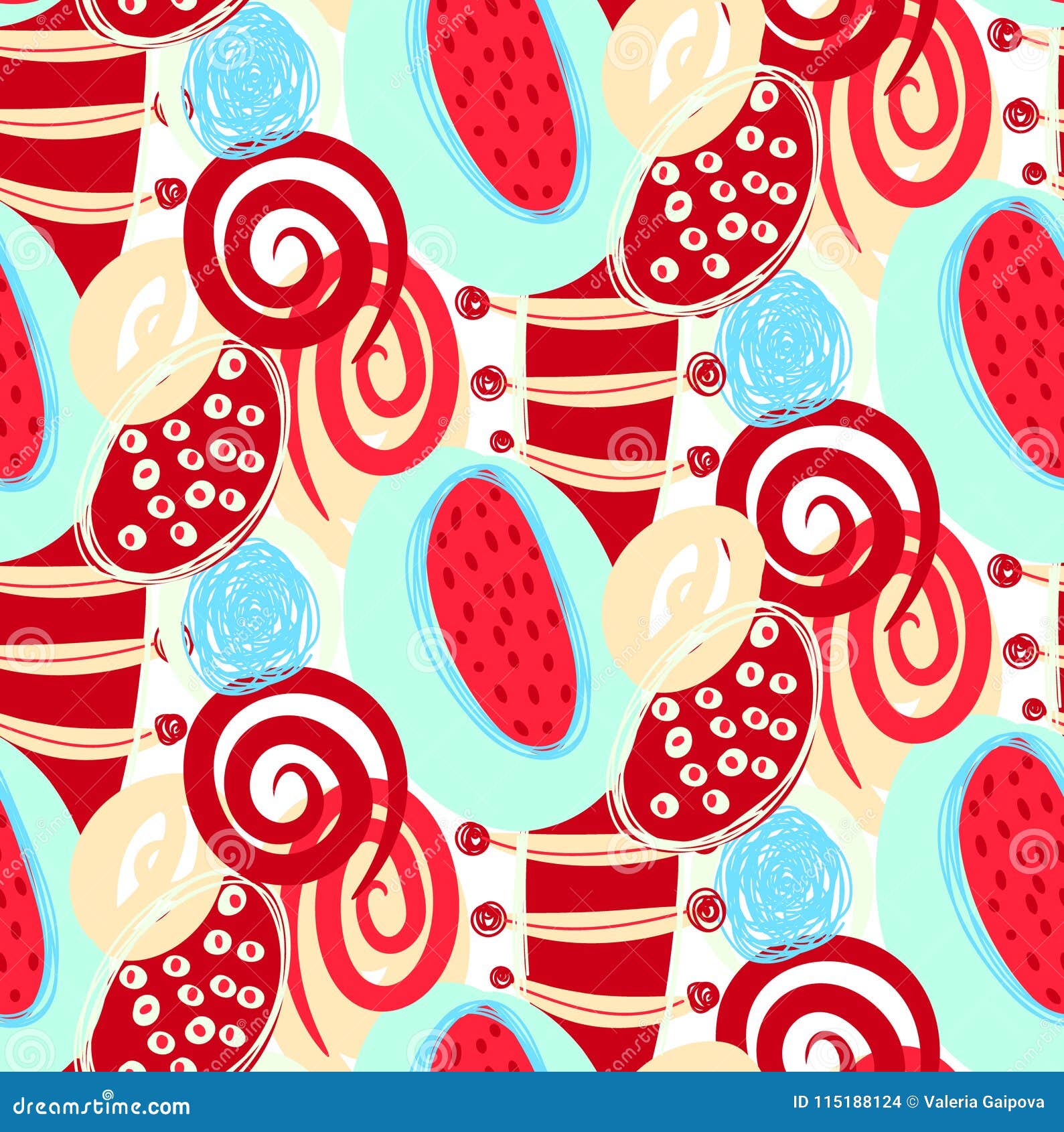 Vector Seamless Pattern with Hand Drawn Abstract Shapes, Scribbles ... Vector Seamless Pattern with Hand Drawn Abstract Shapes, Scribbles ...