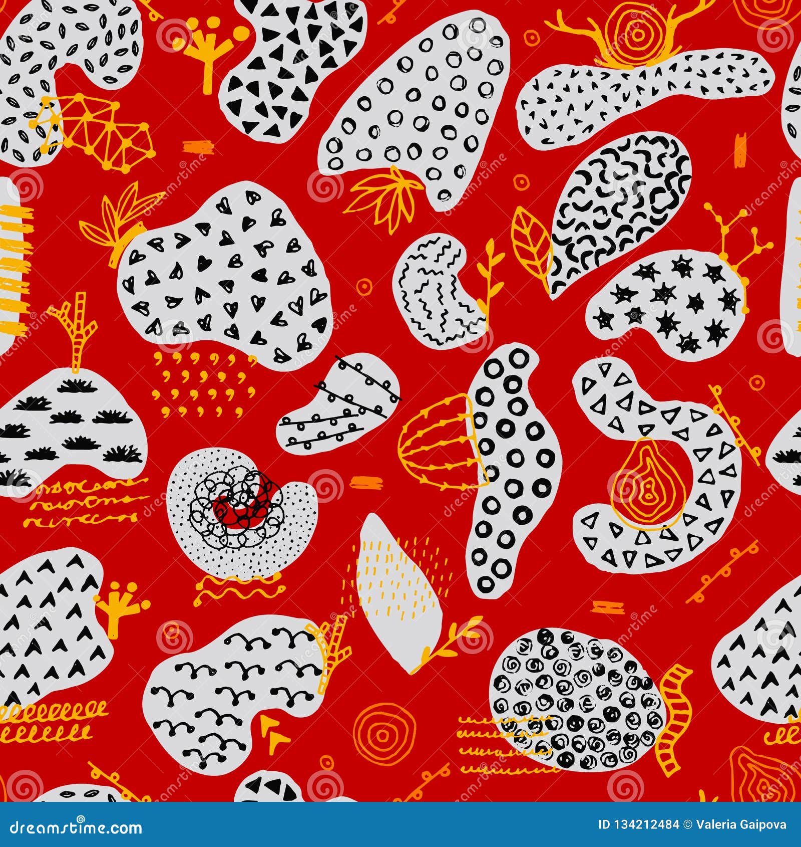 Vector Seamless Pattern with Hand Drawn Abstract Shapes. Spotted and ...