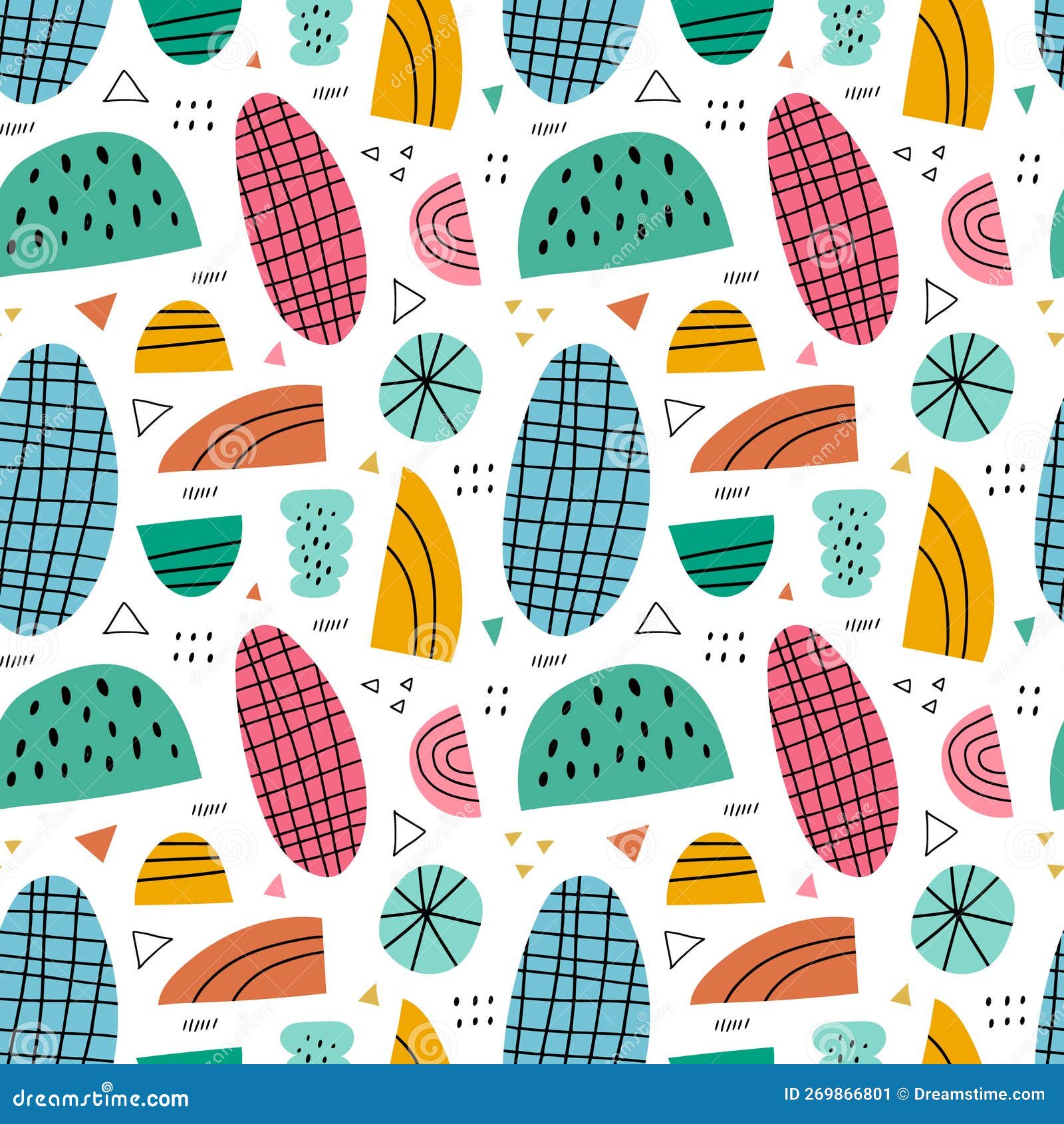 Vector Seamless Pattern with Hand Drawn Abstract Shapes with Texture ...